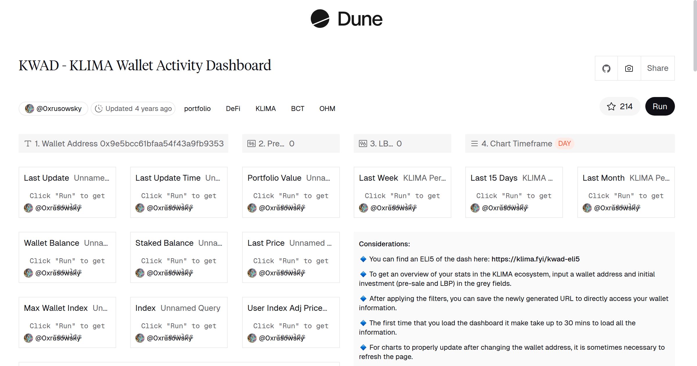 KWAD - KLIMA Wallet Activity Dashboard