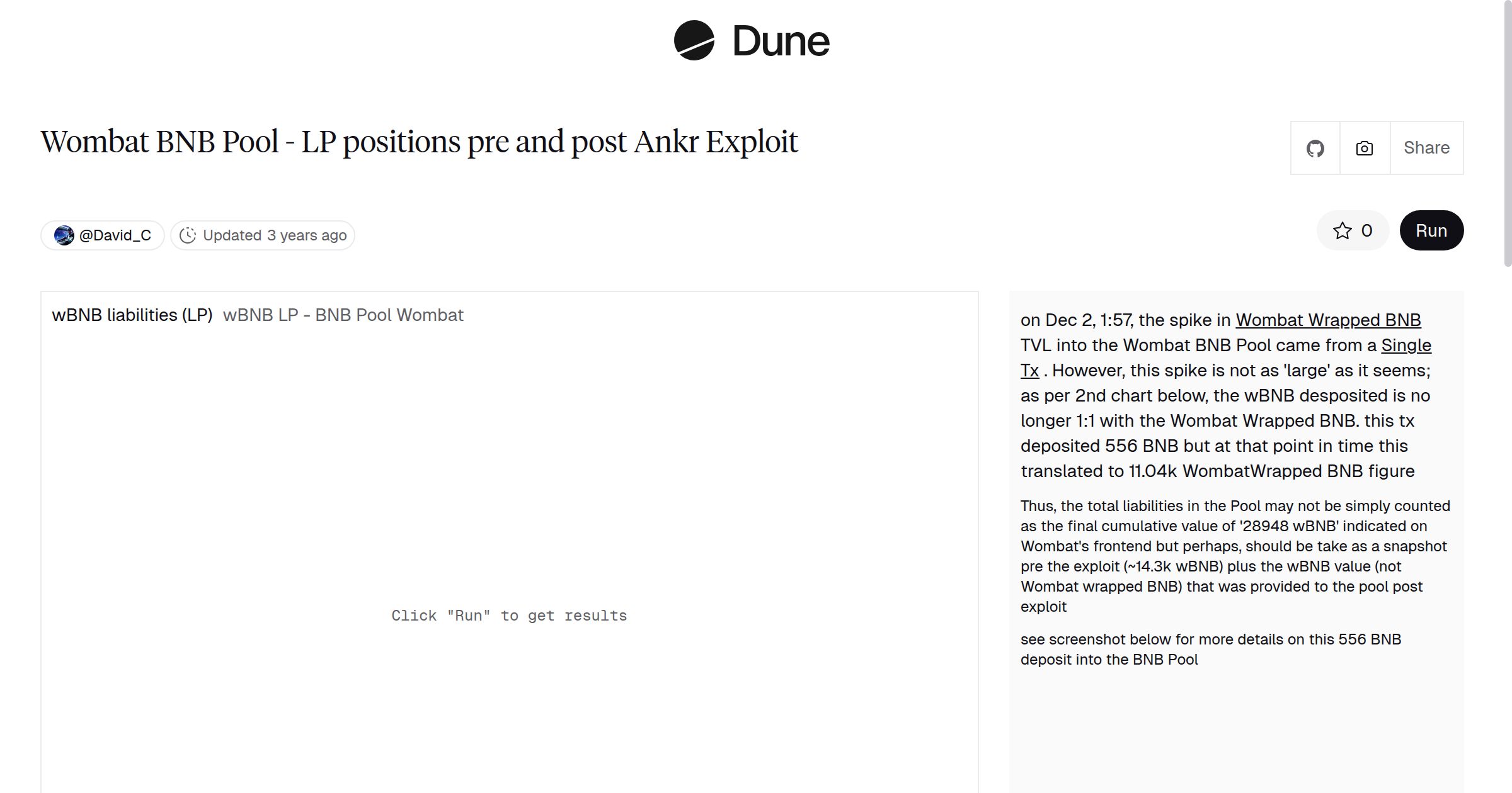 Wombat BNB Pool - LP positions pre and post Ankr Exploit