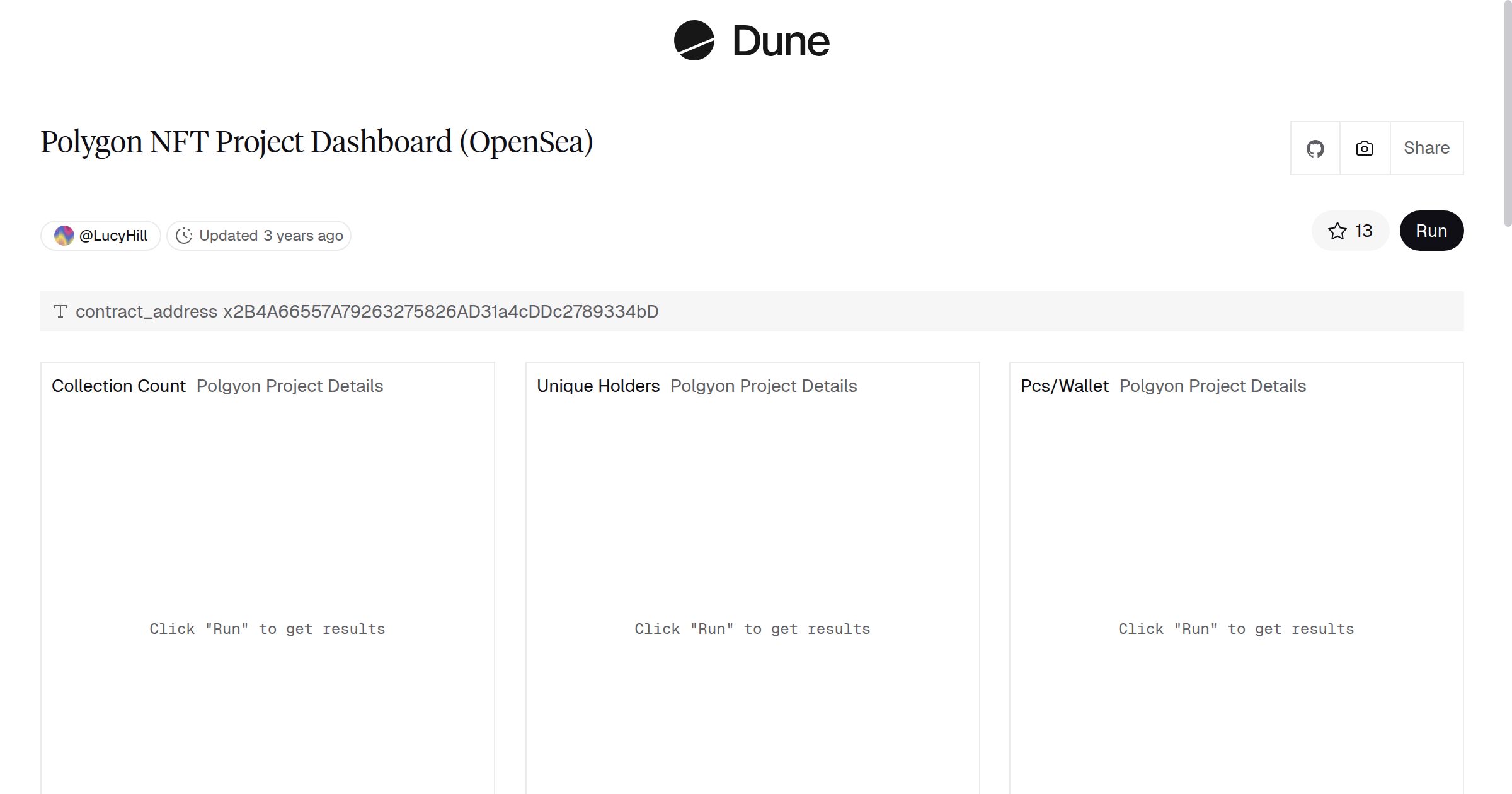 Polygon NFT Project Dashboard (OpenSea)