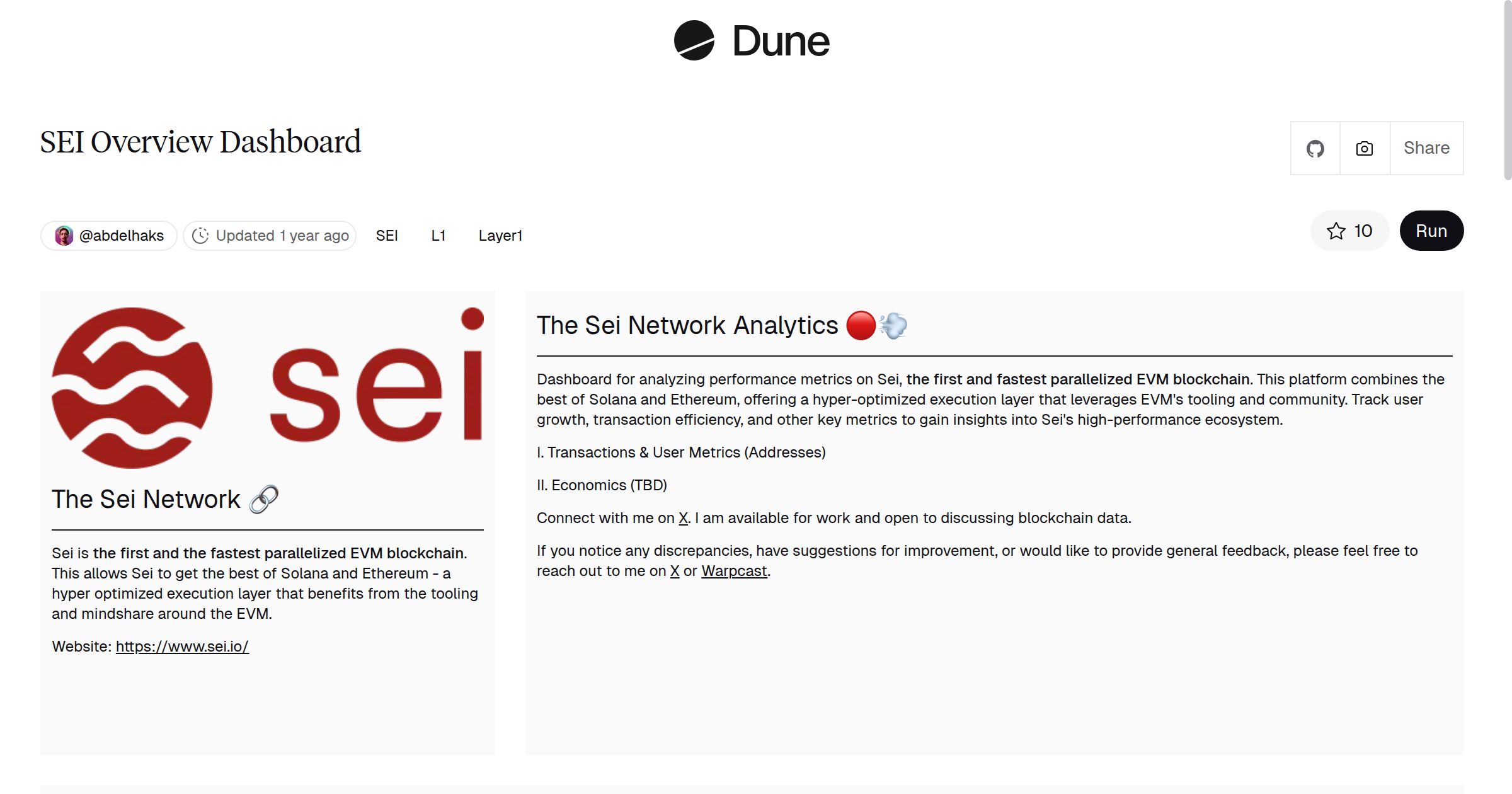 SEI Overview Dashboard