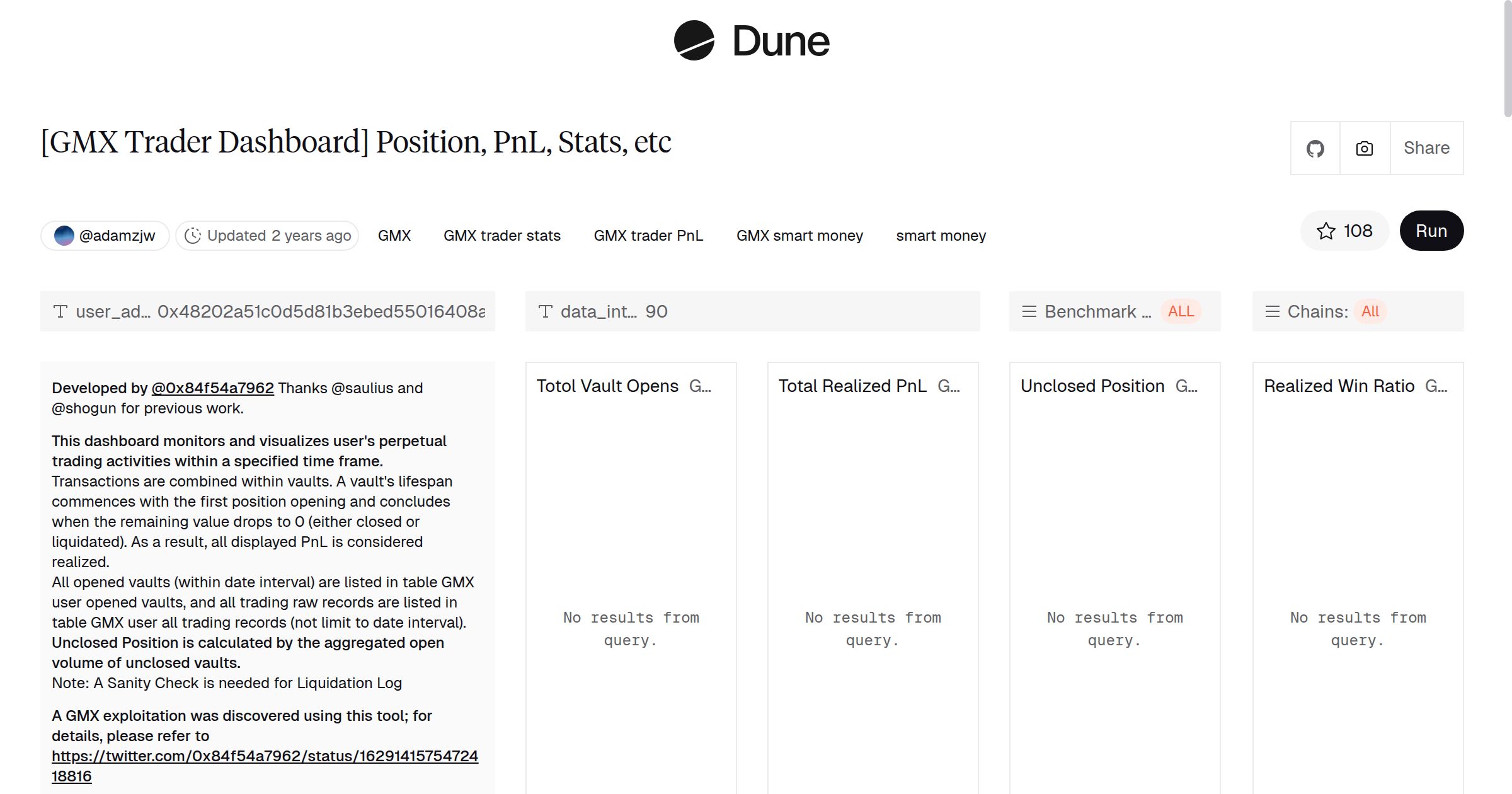 [GMX Trader Dashboard] Position, PnL, Stats, etc