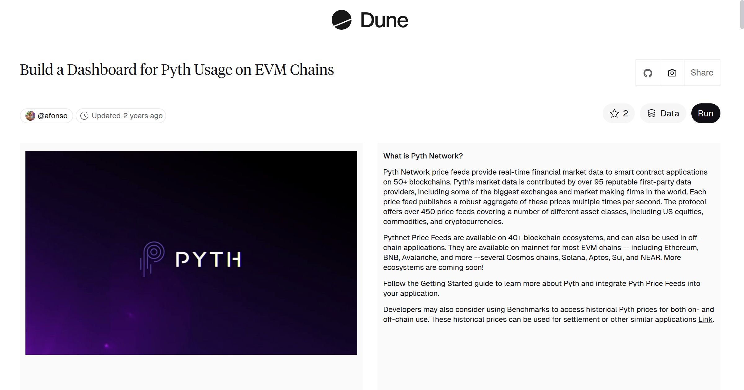 Build a Dashboard for Pyth Usage on EVM Chains | Dune