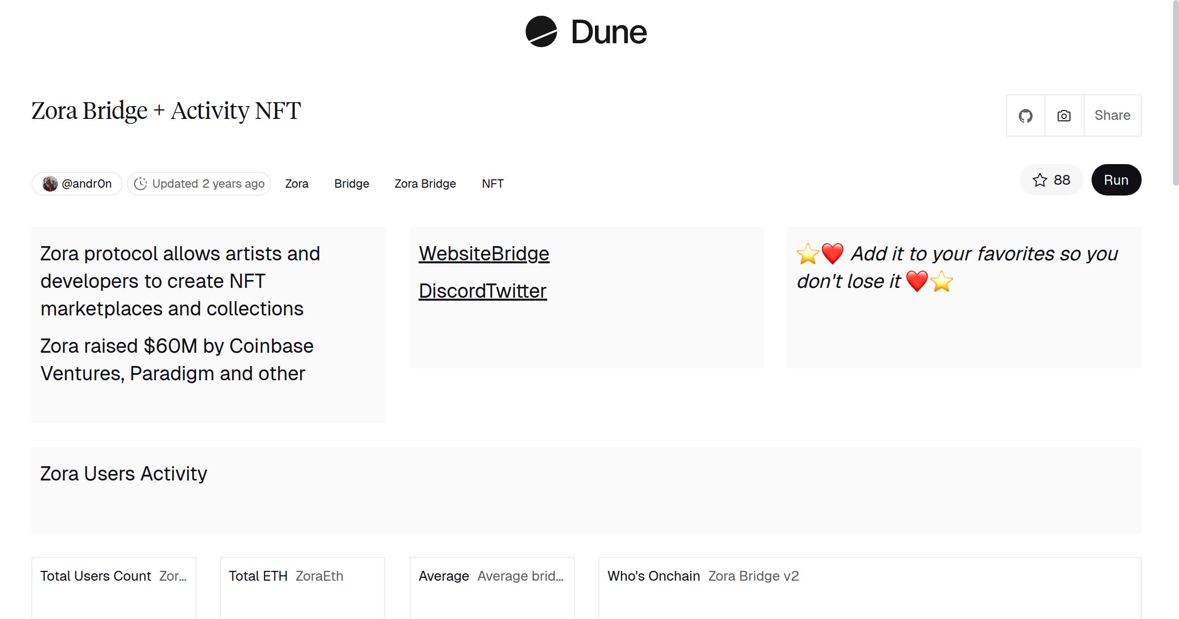 Zora Bridge + Activity NFT