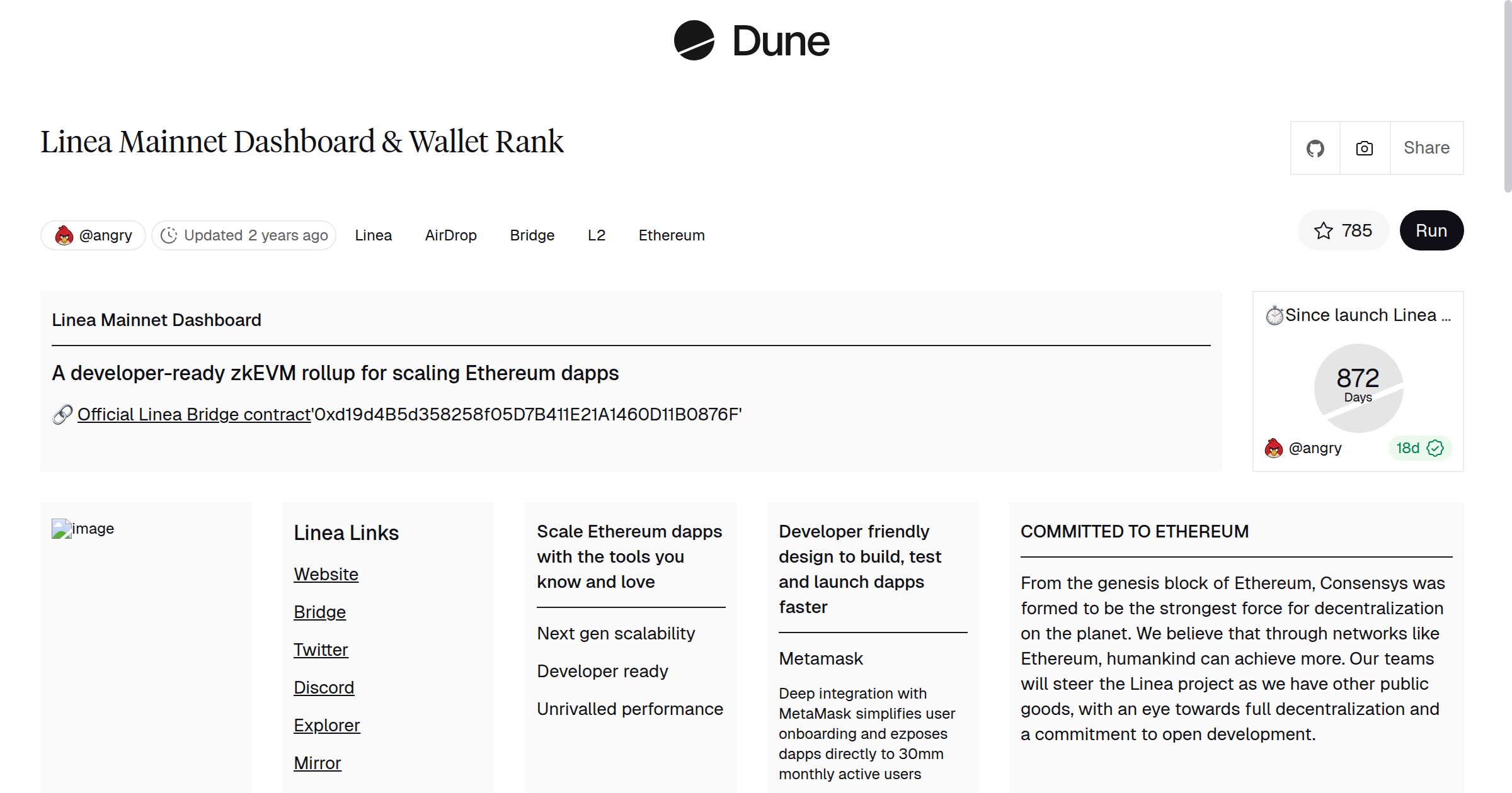 Linea Mainnet Dashboard & Wallet Rank