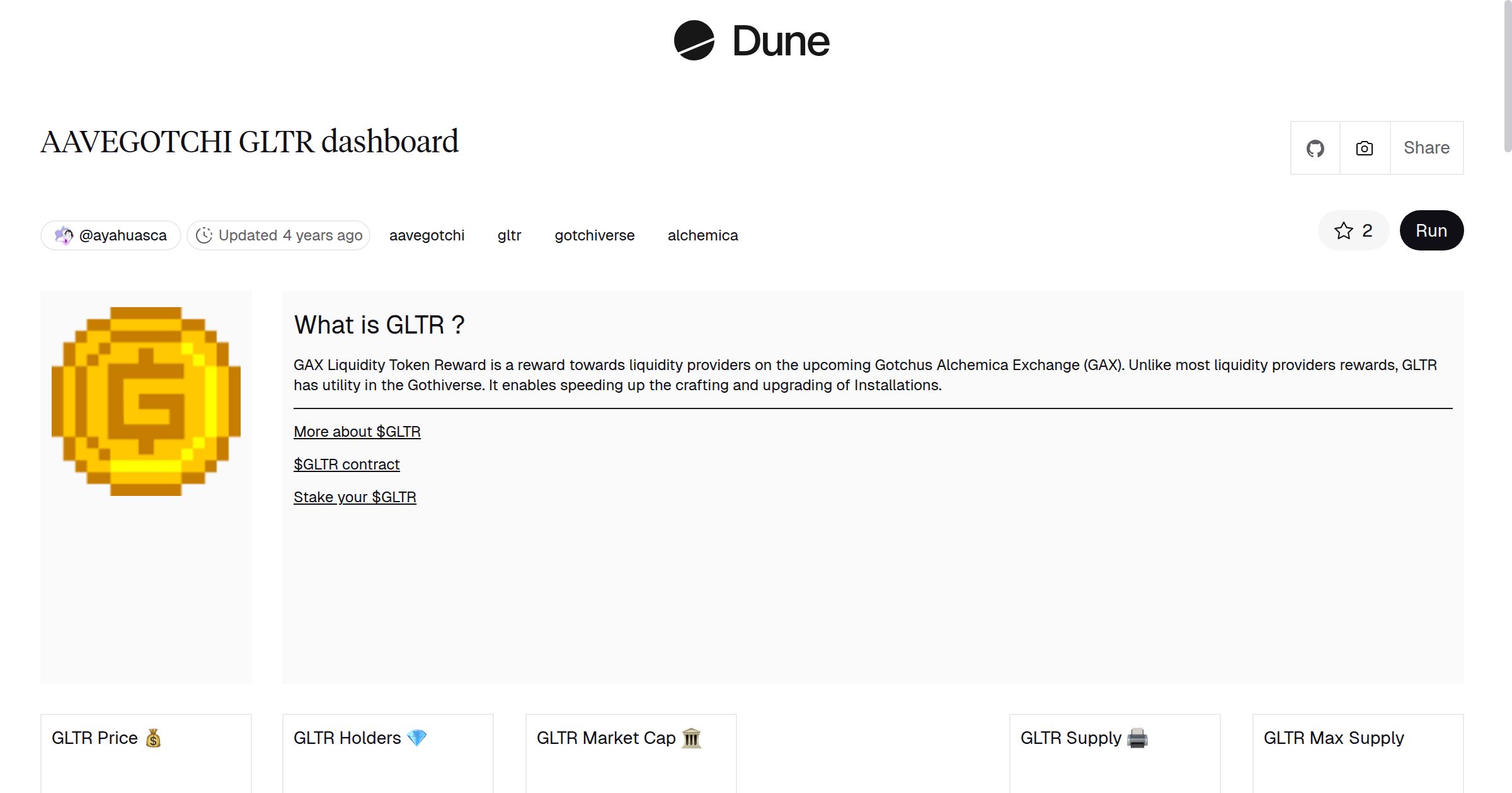 AAVEGOTCHI GLTR dashboard