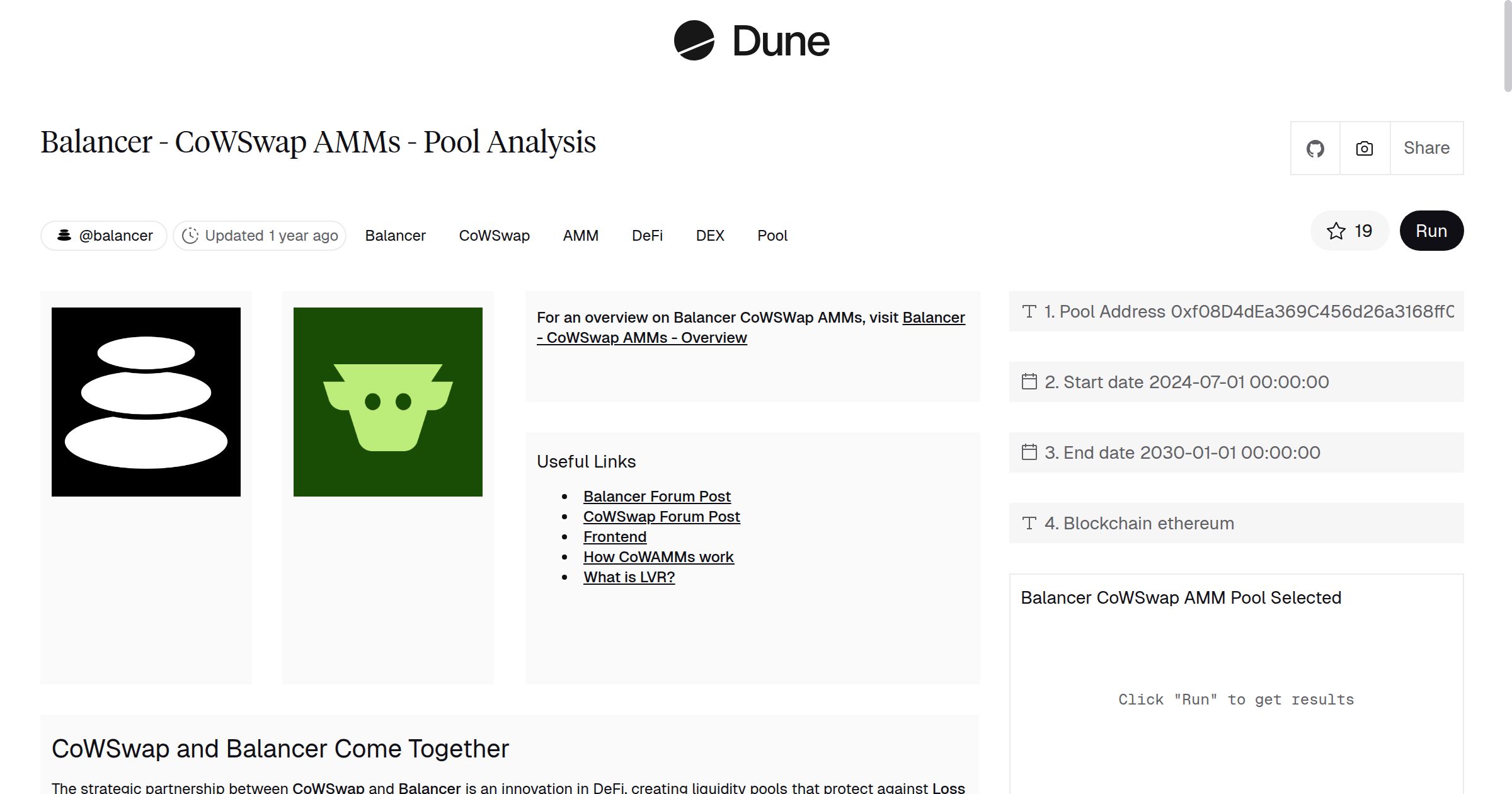 Balancer - CoWSwap AMMs - Pool Analysis