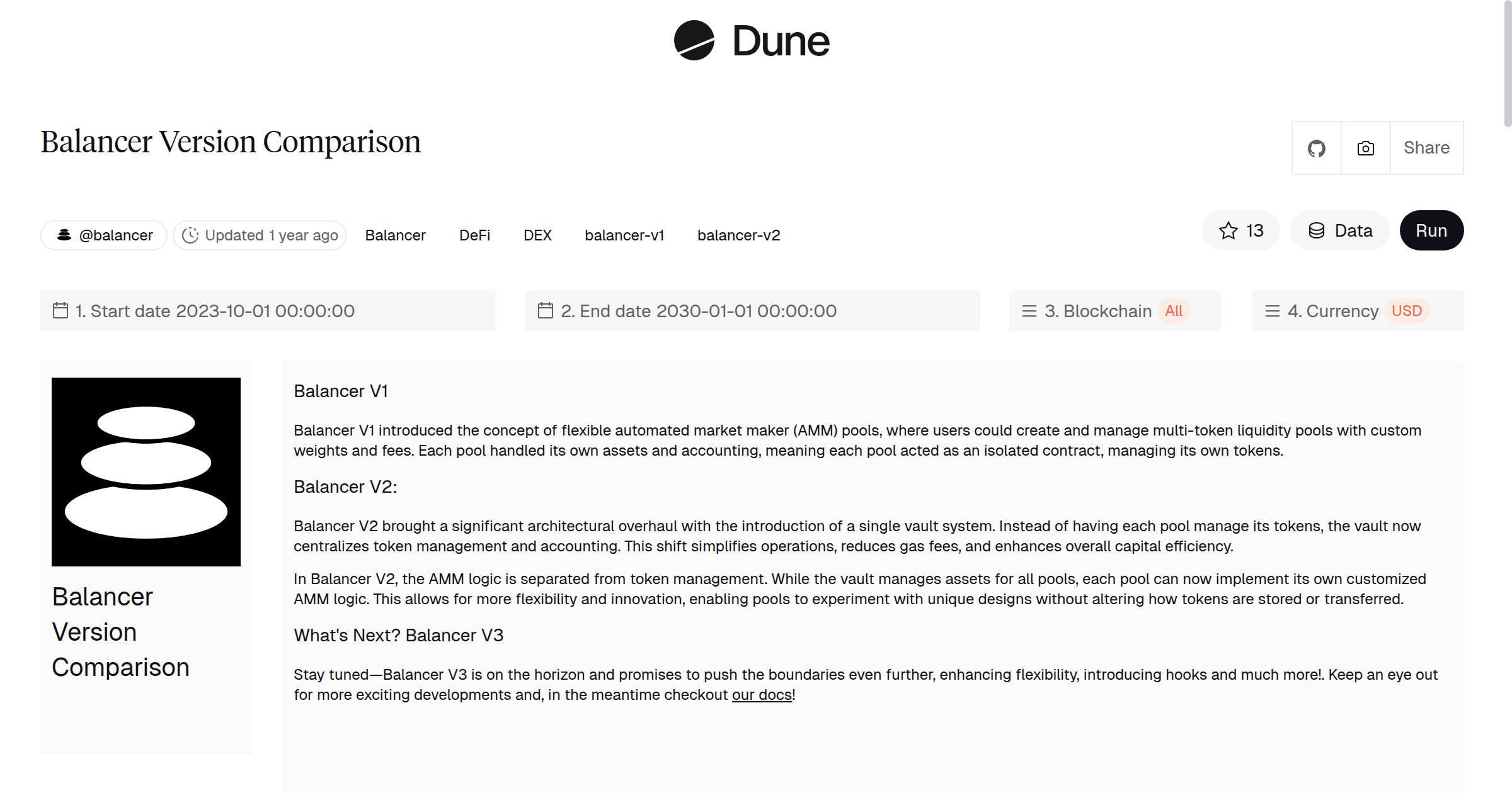 Balancer Version Comparison