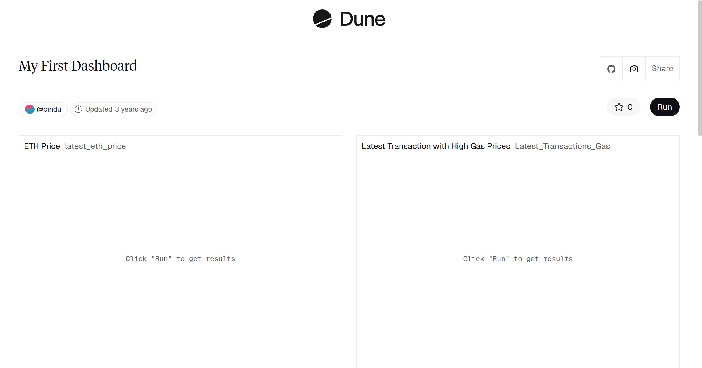 My First Dashboard | Dune