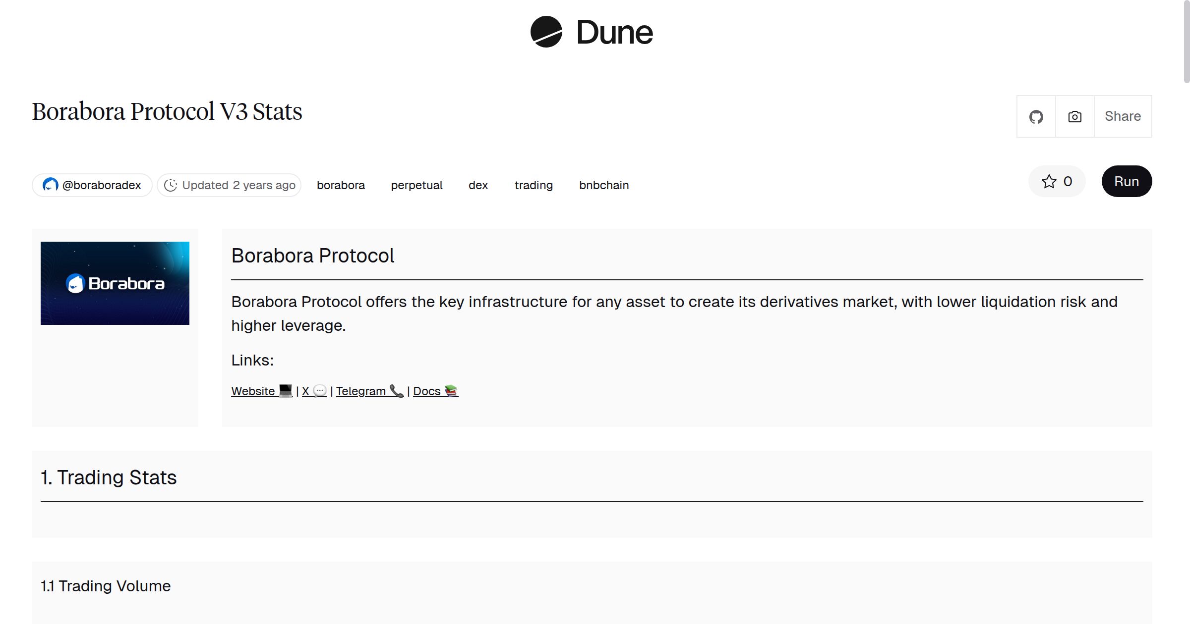 Borabora Protocol V3 Stats