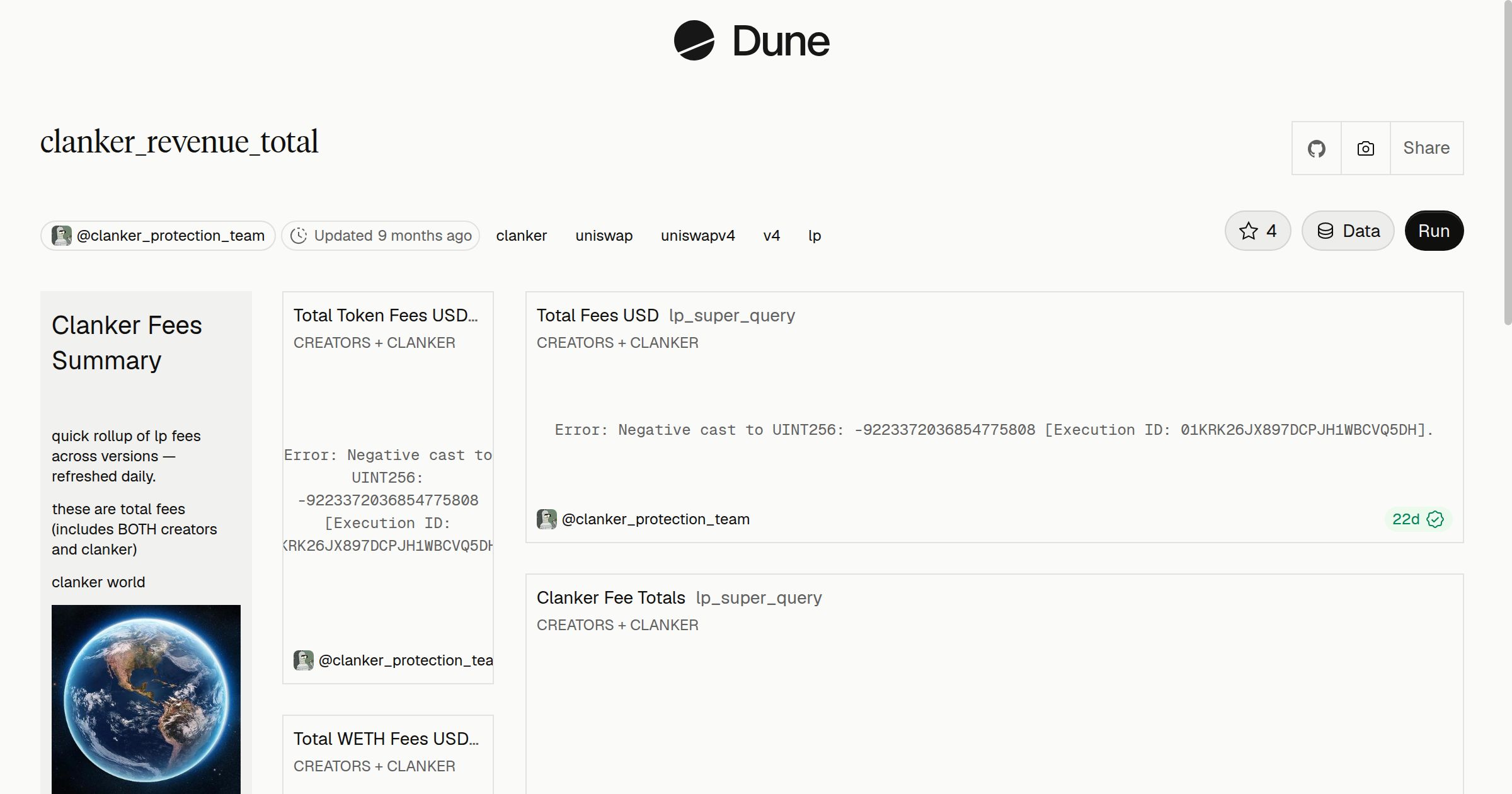 clanker_revenue_total | Dune