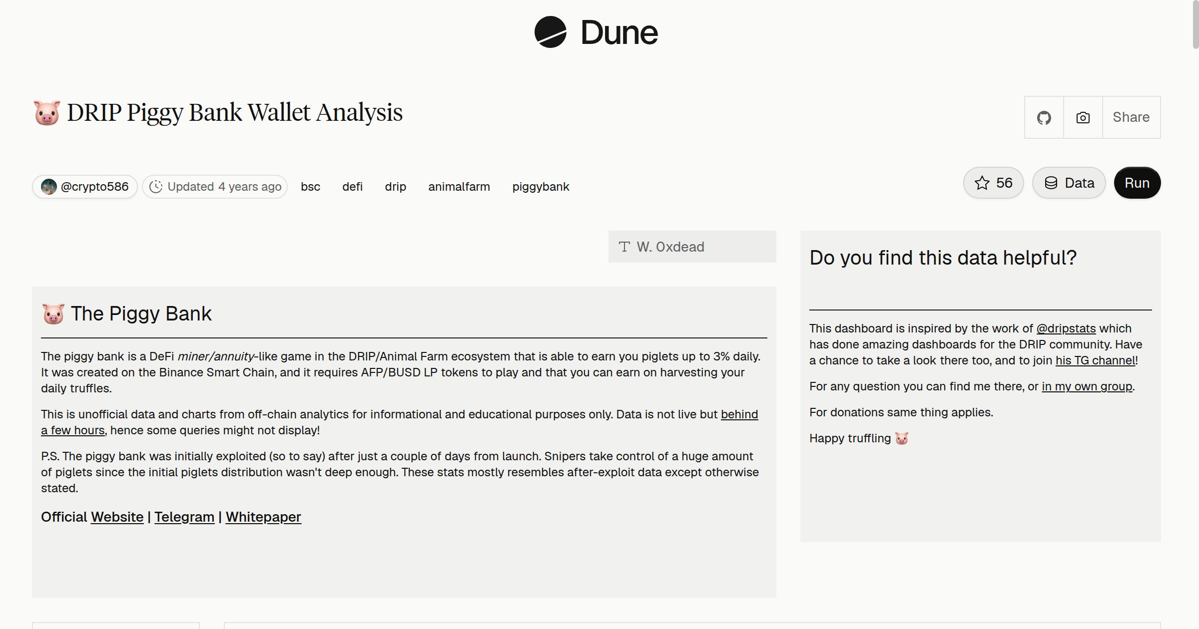 🐷 DRIP Piggy Bank Wallet Analysis | Dune