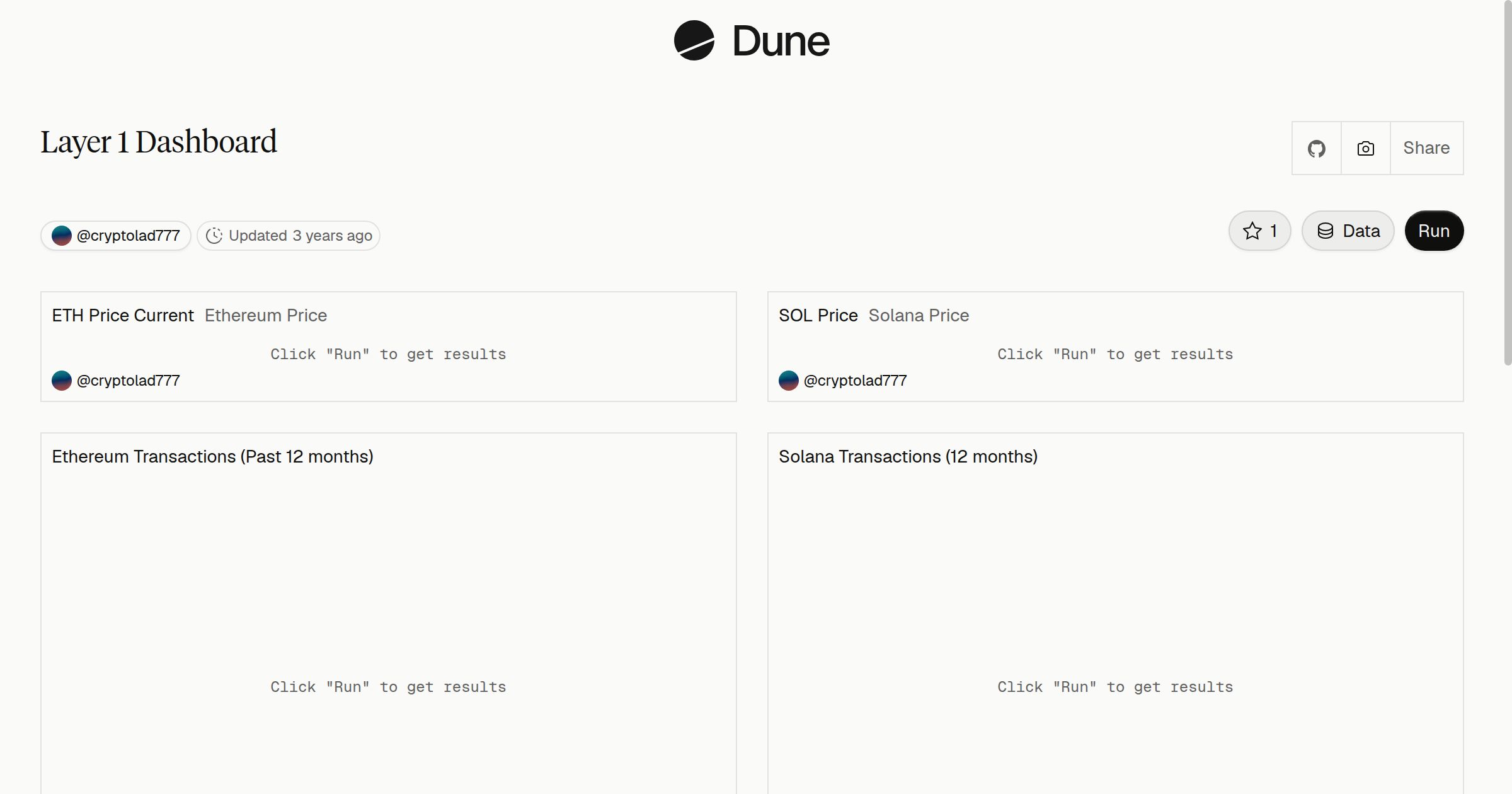 Layer 1 Dashboard