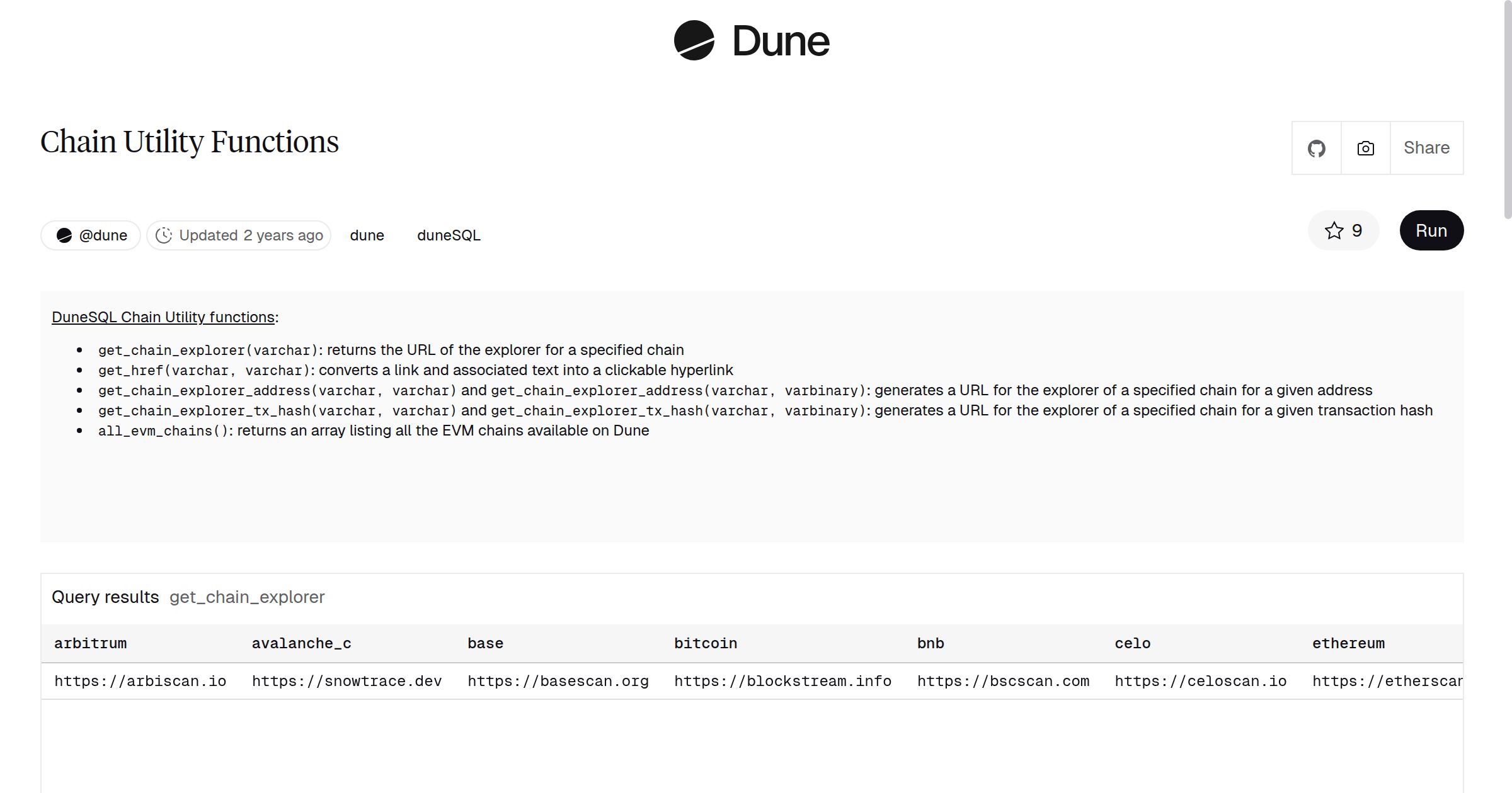 Chain Utility Functions