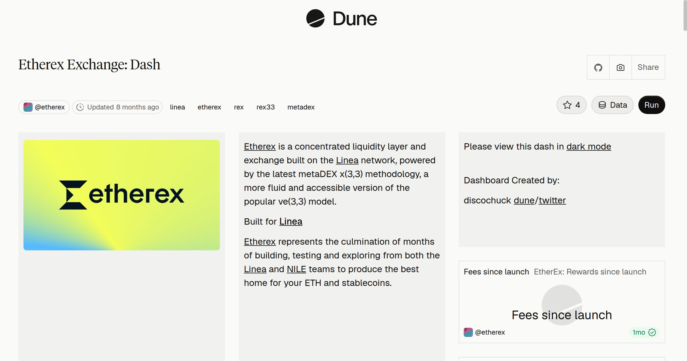 Etherex Exchange: Dash | Dune