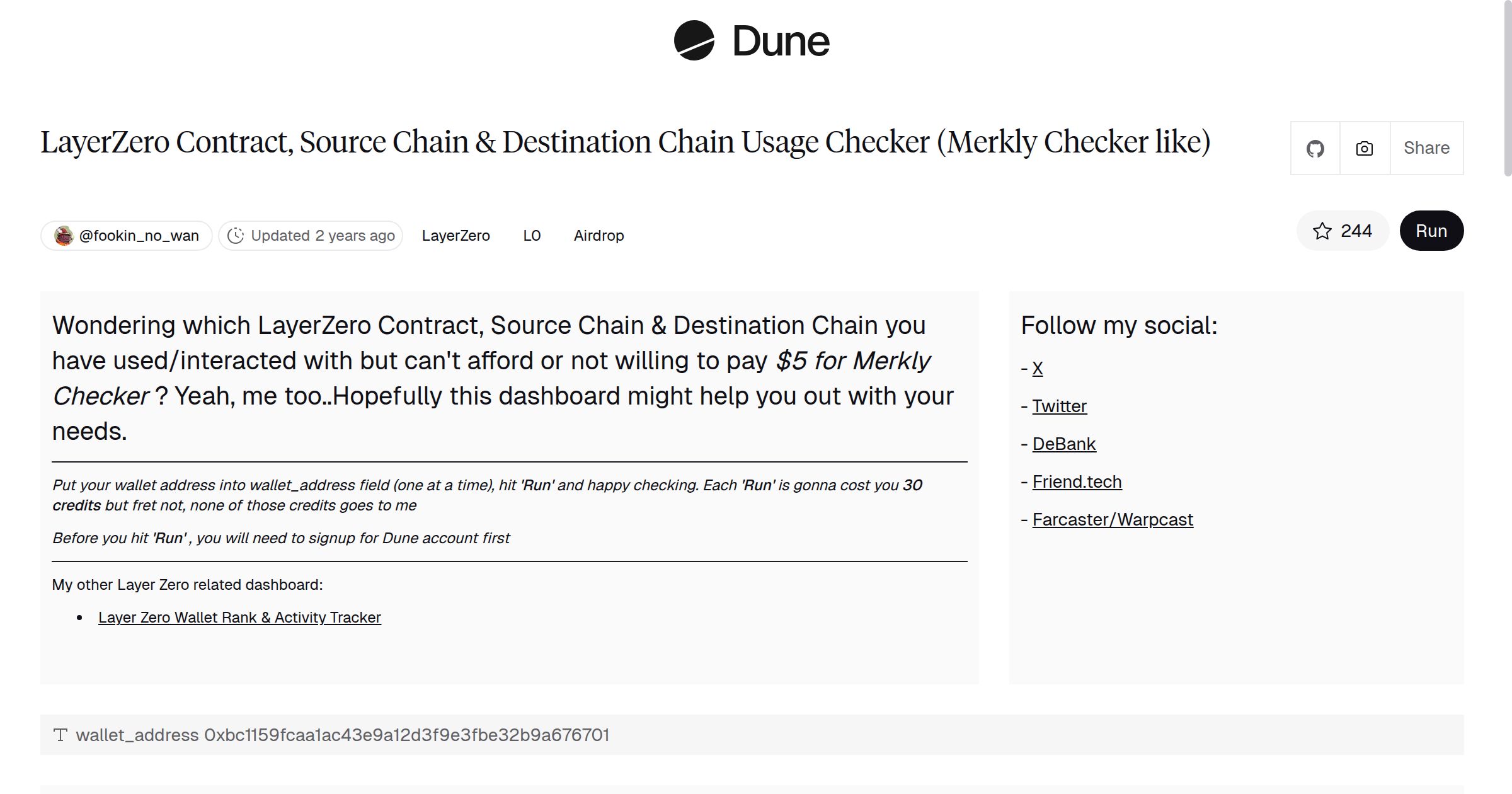 LayerZero Contract, Source Chain & Destination Chain Usage Checker (Merkly Checker like)