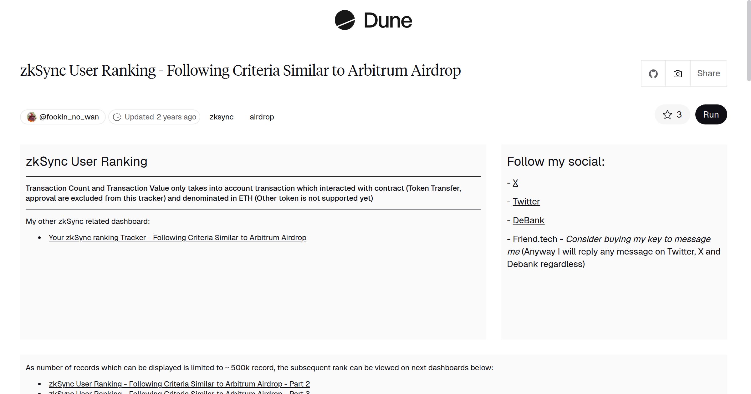 zkSync User Ranking - Following Criteria Similar to Arbitrum Airdrop