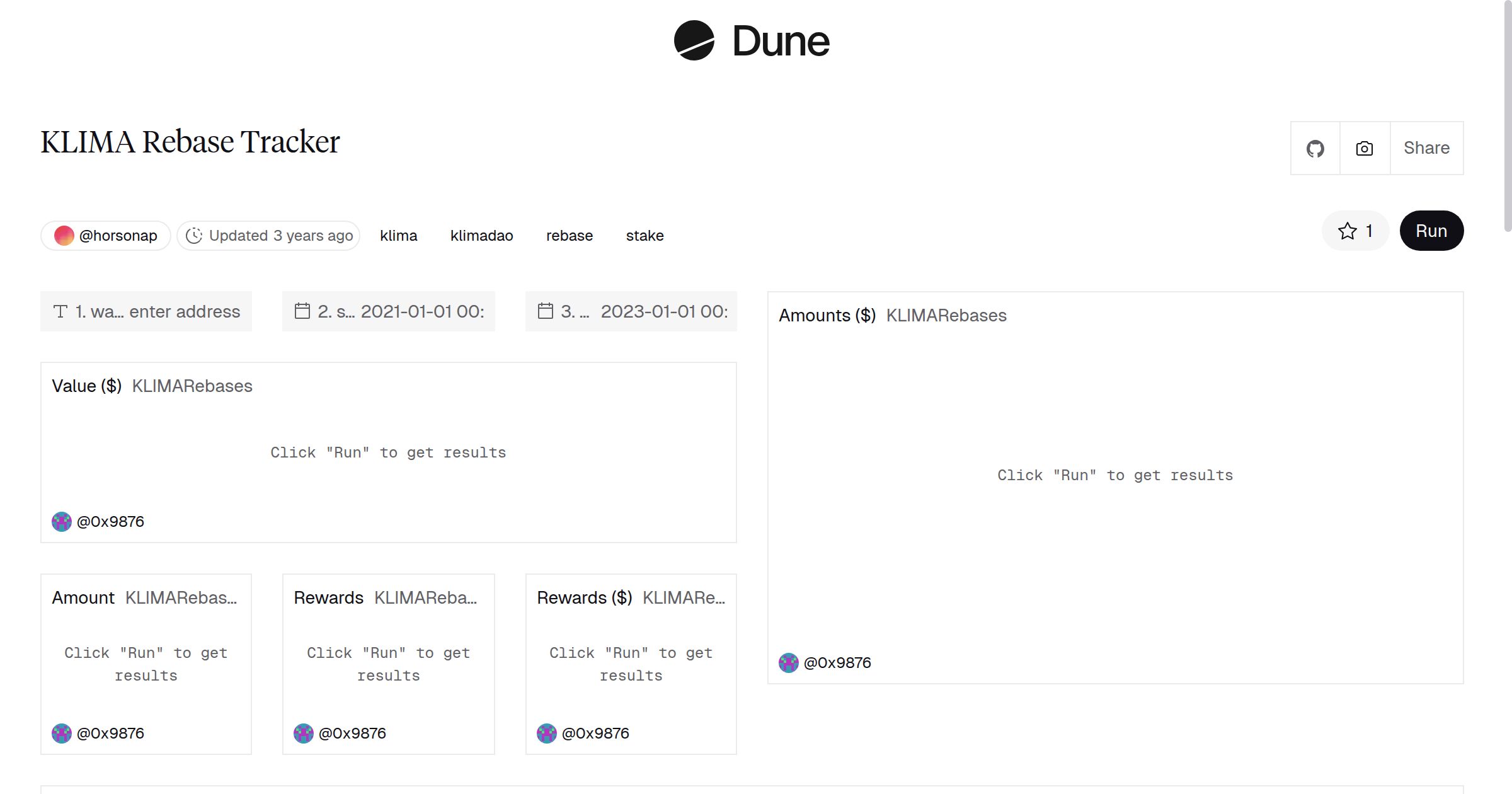 KLIMA Rebase Tracker | Dune