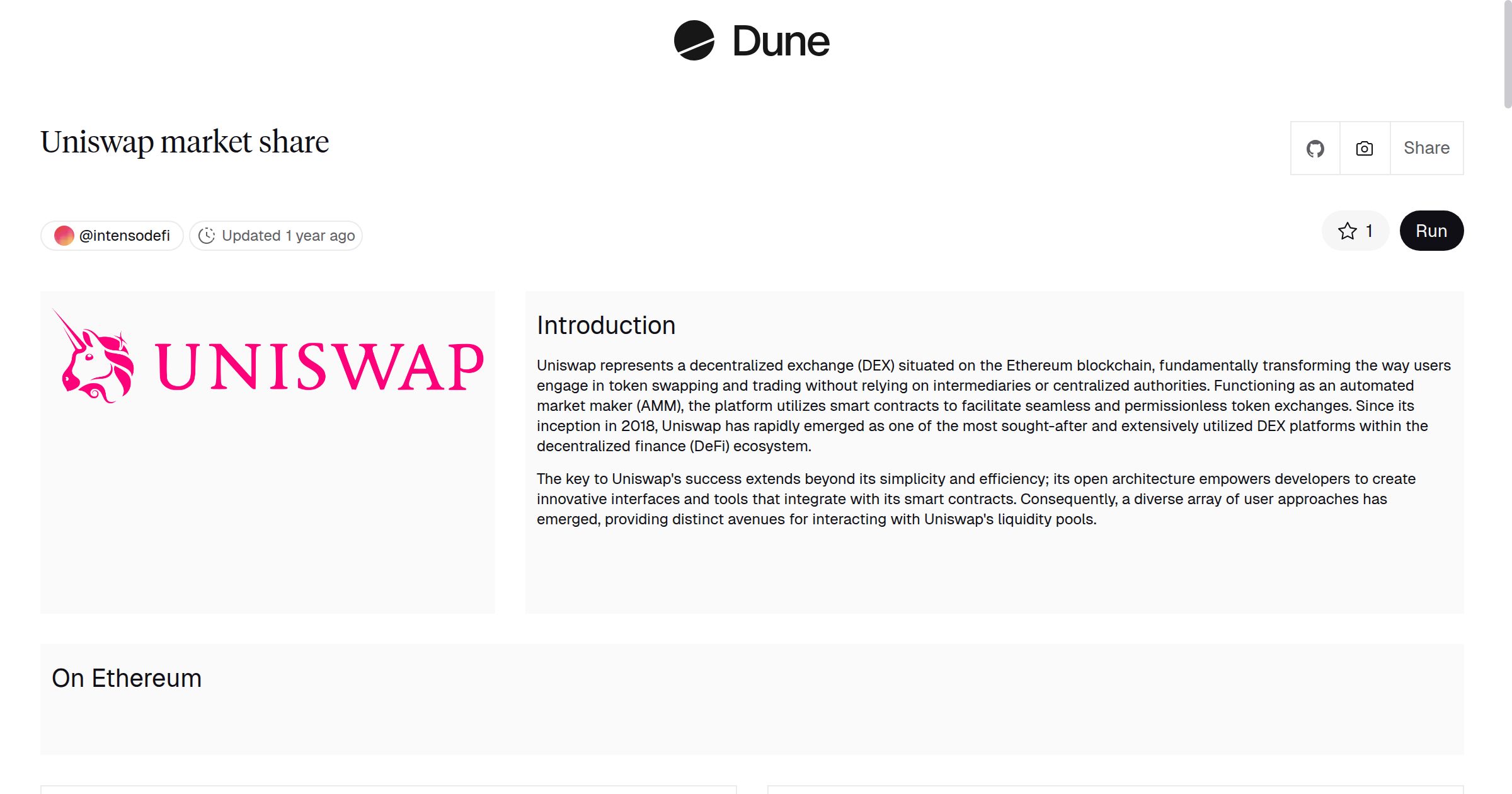 Uniswap market share