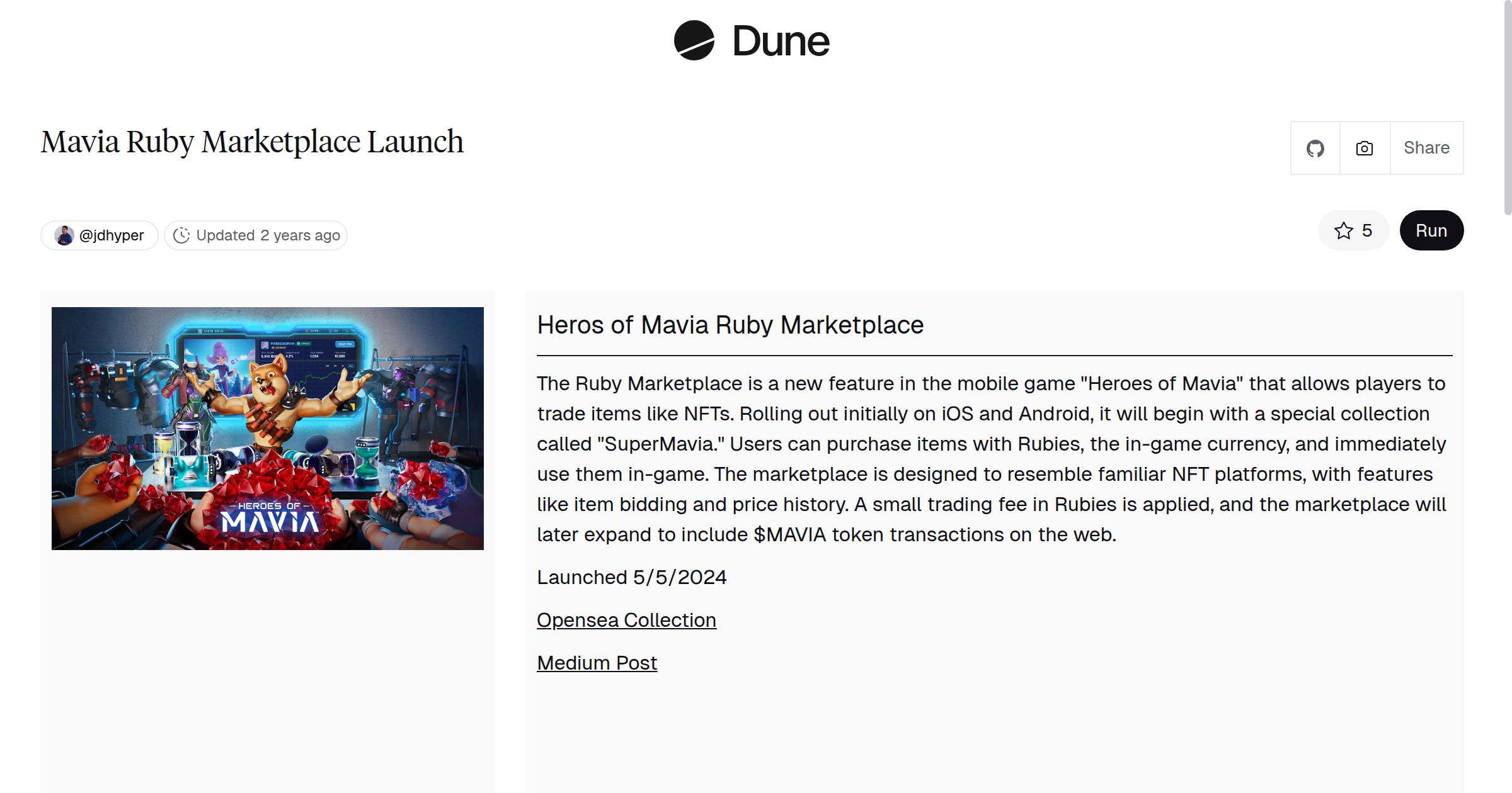 Mavia Ruby Marketplace Launch