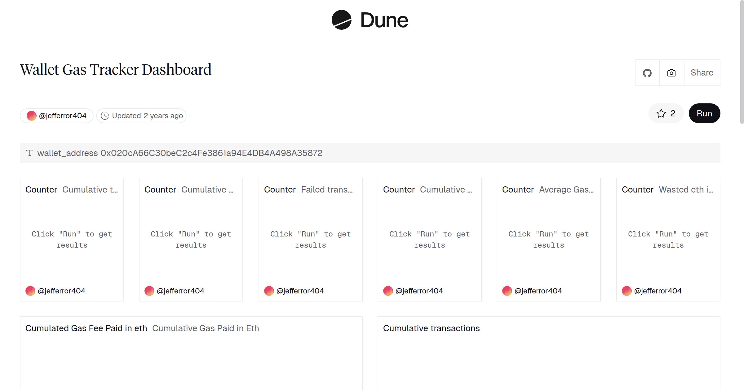 Wallet Gas Tracker Dashboard