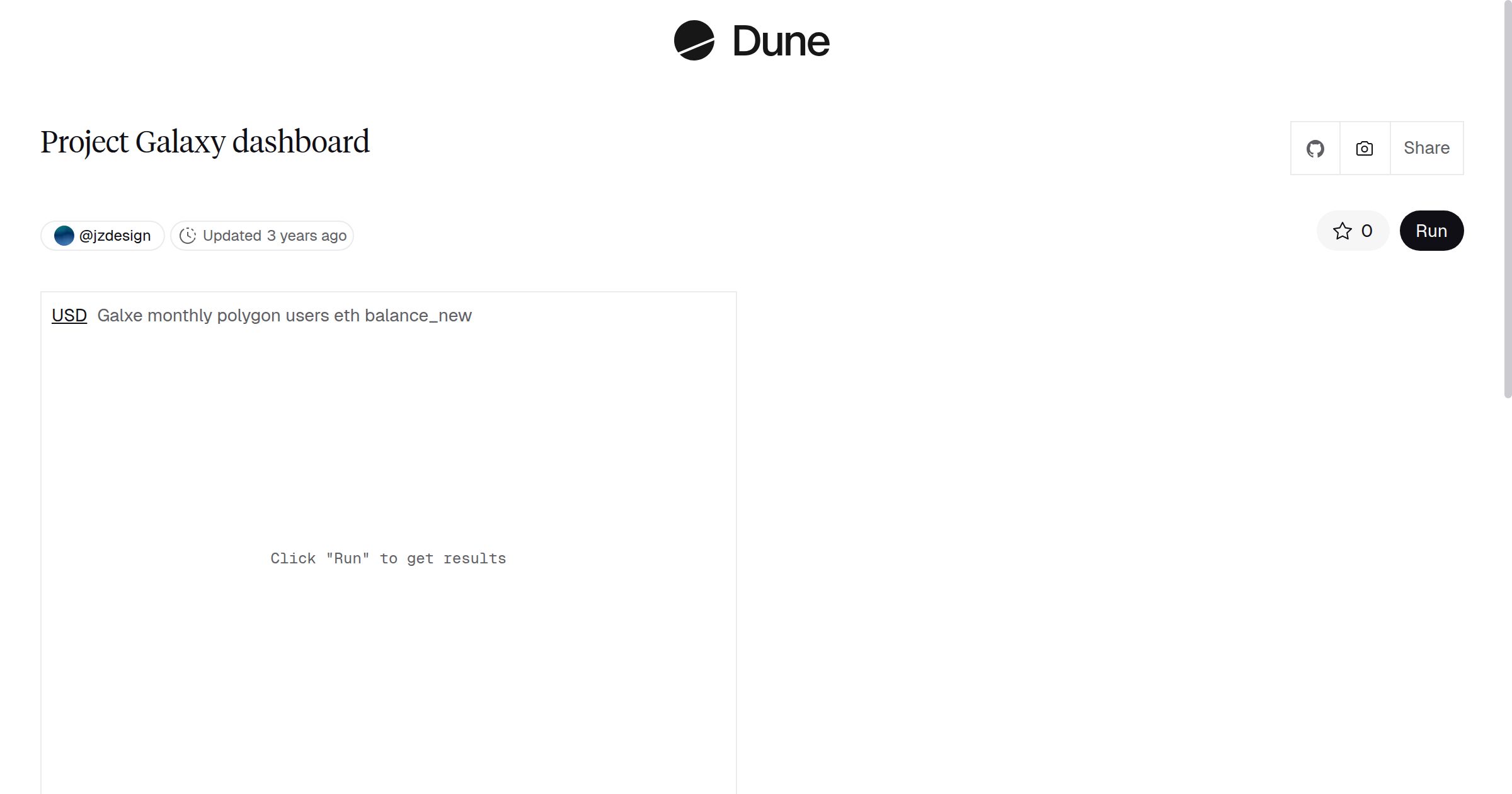 Project Galaxy dashboard