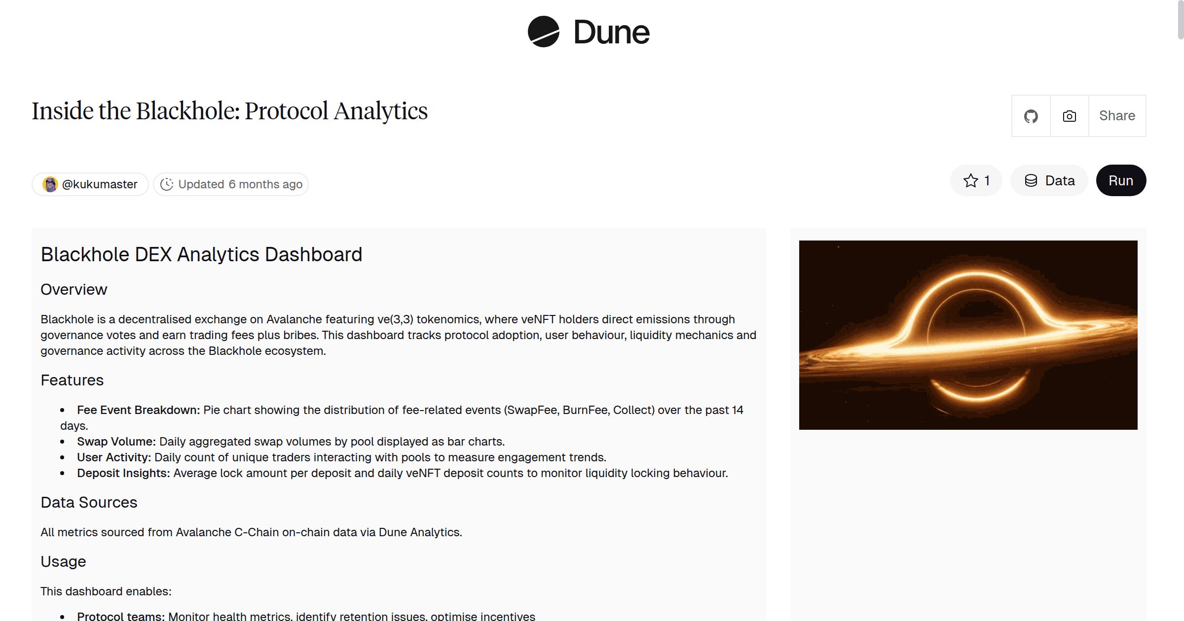 Inside the Blackhole: Protocol Analytics | Dune