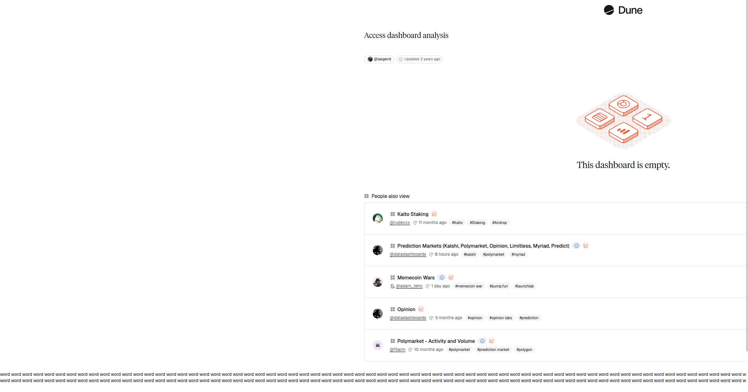 Access dashboard analysis
