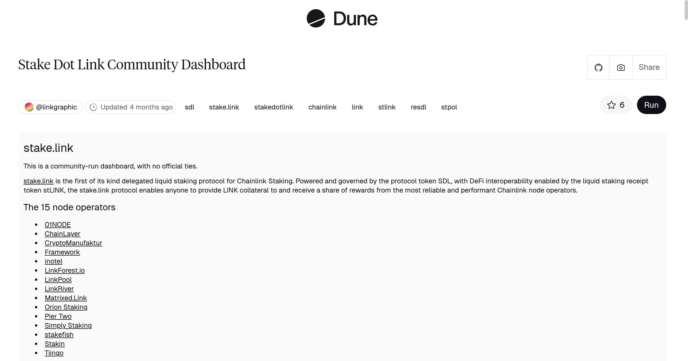 Stake Dot Link Community Dashboard