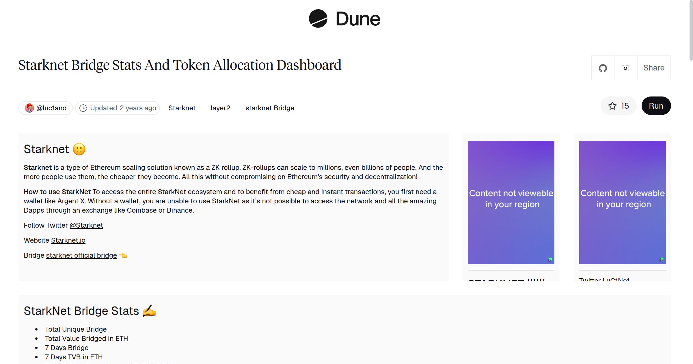 Starknet Bridge Stats And Token Allocation Dashboard