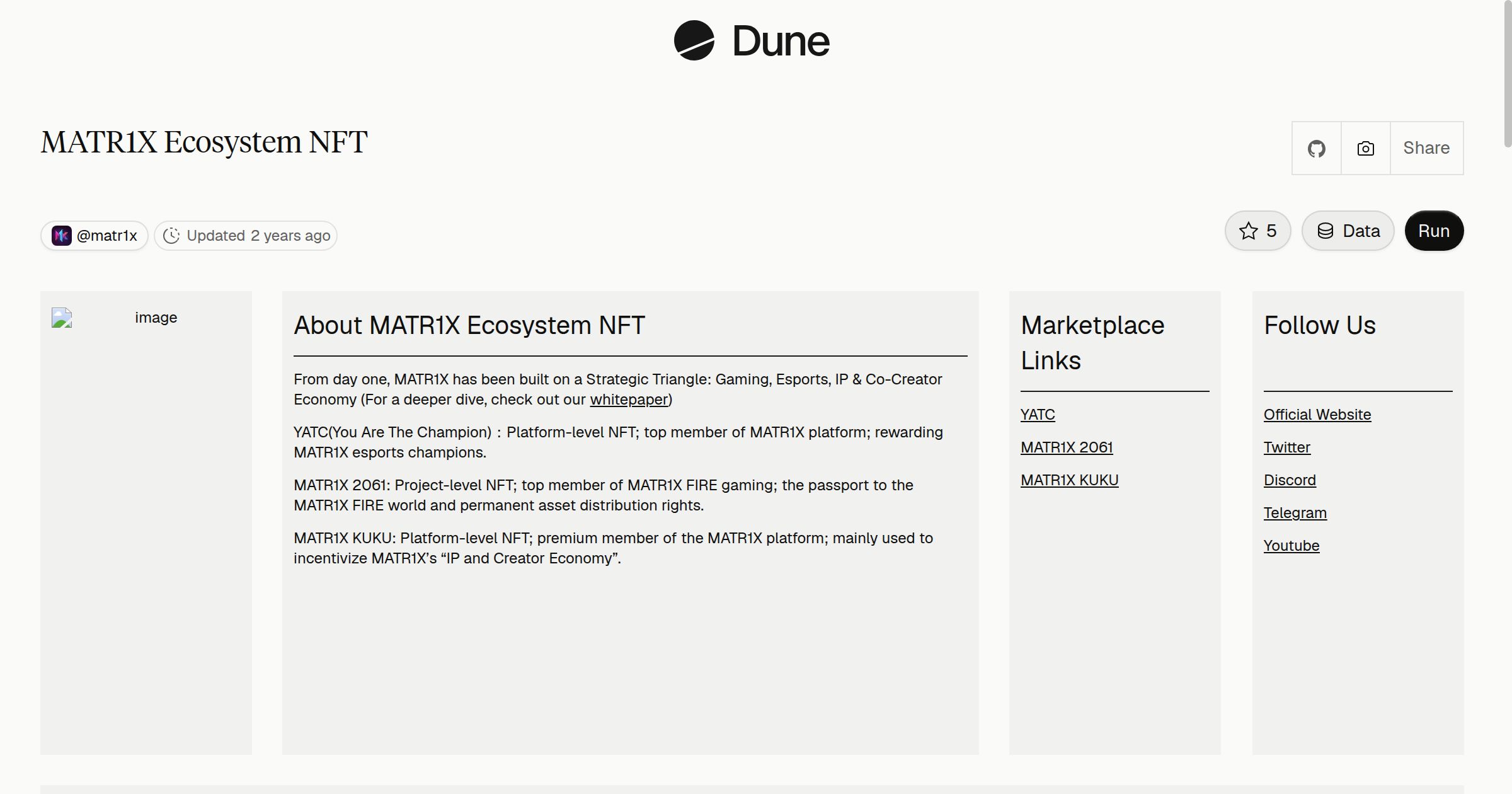 MATR1X Ecosystem NFT | Dune