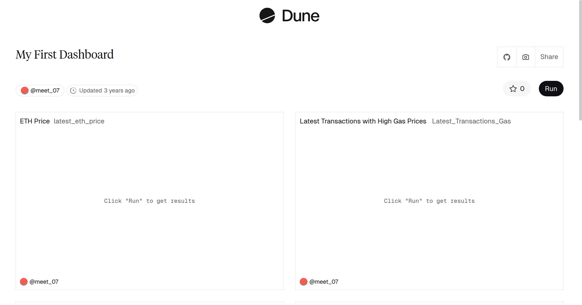 My First Dashboard | Dune