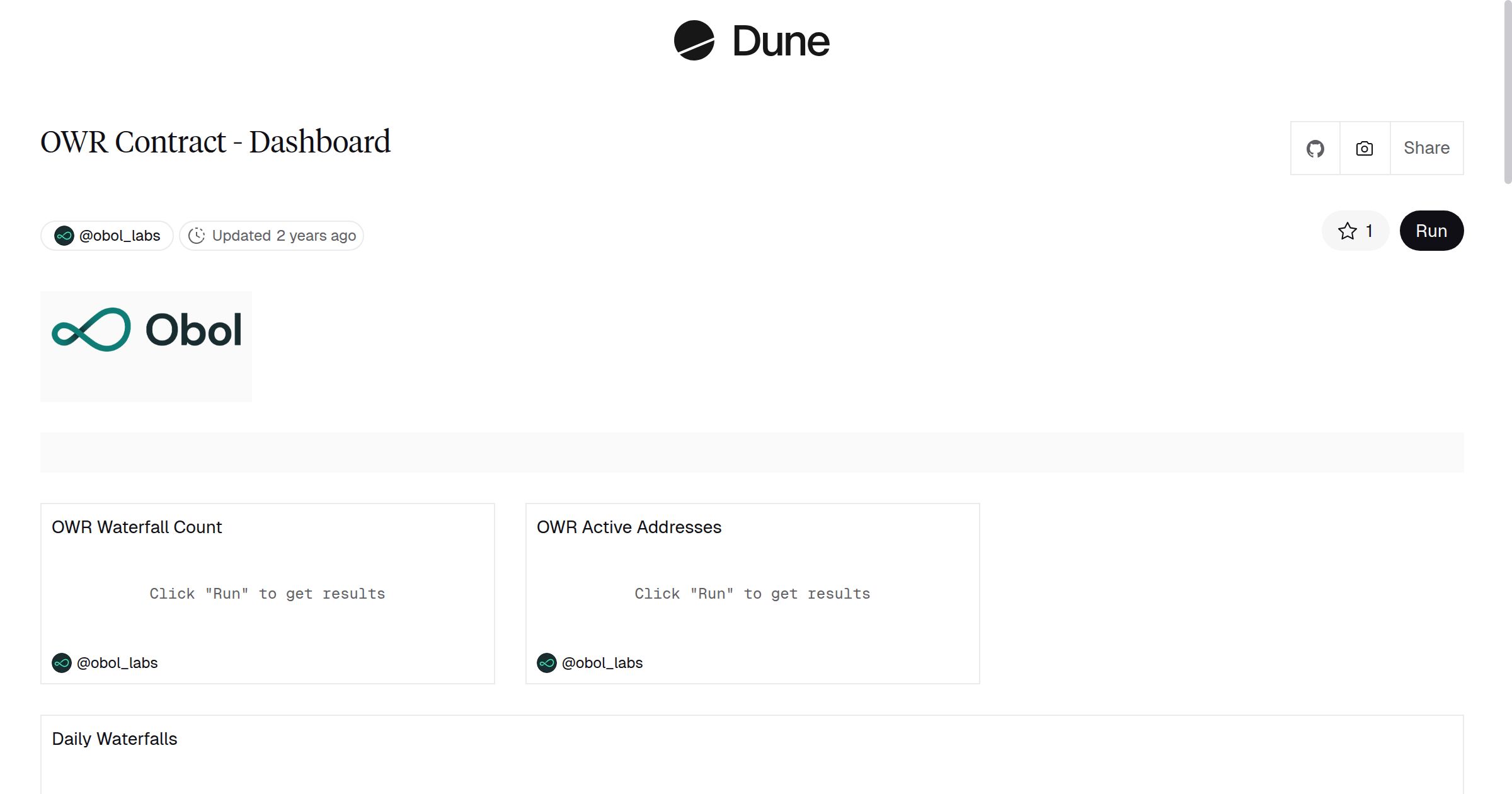 OWR Contract - Dashboard