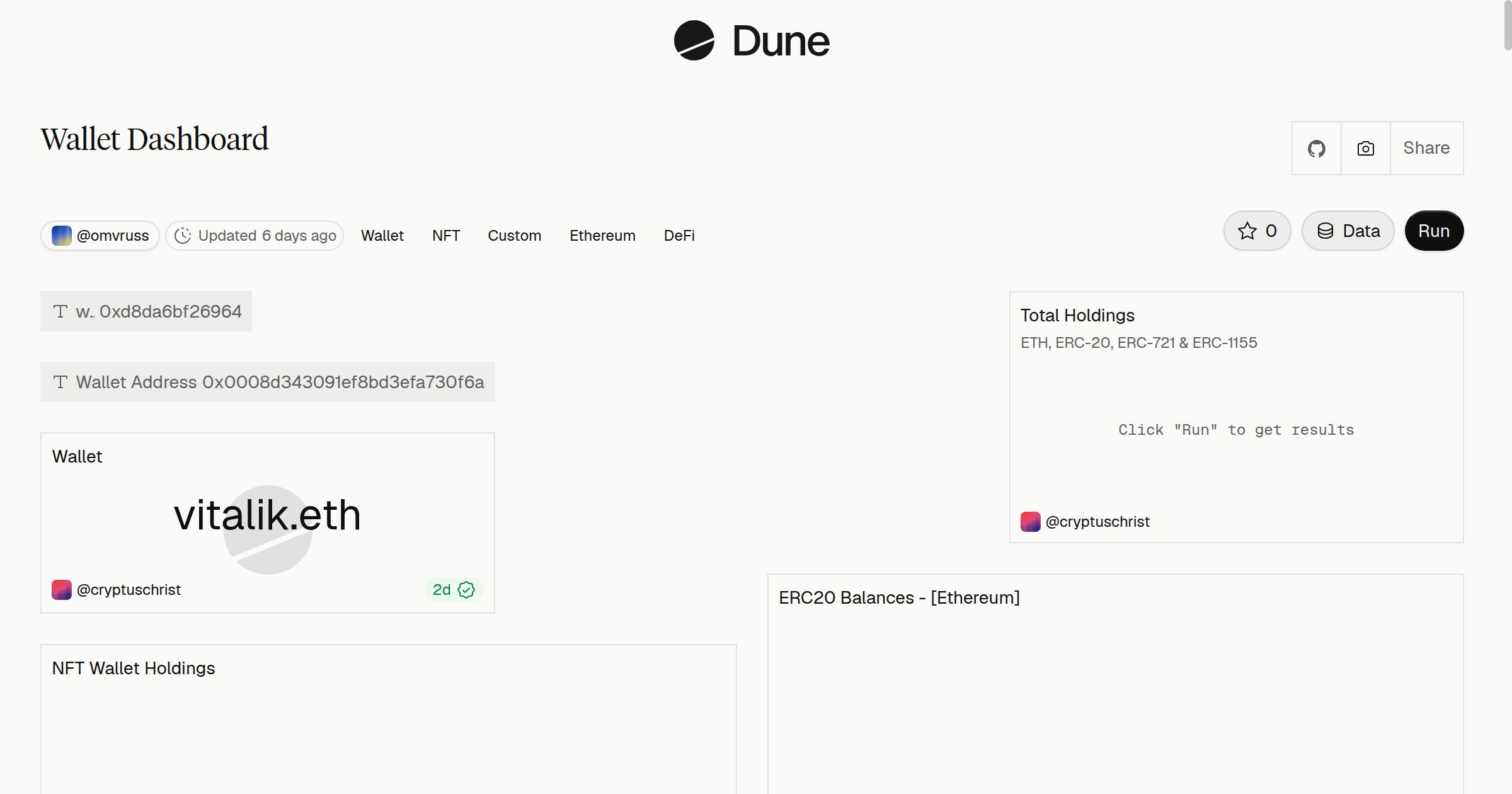 Wallet Dashboard