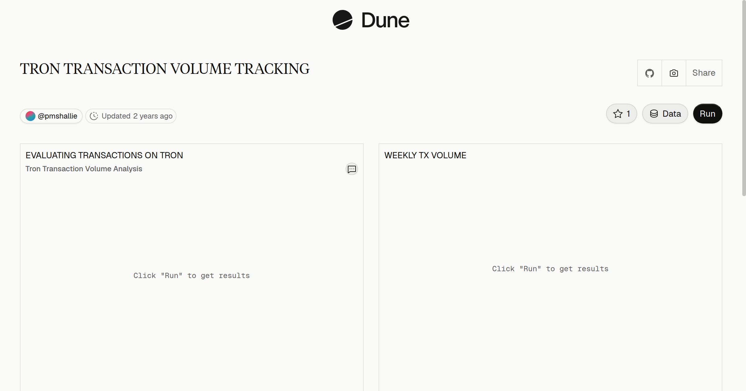 TRON TRANSACTION VOLUME TRACKING | Dune
