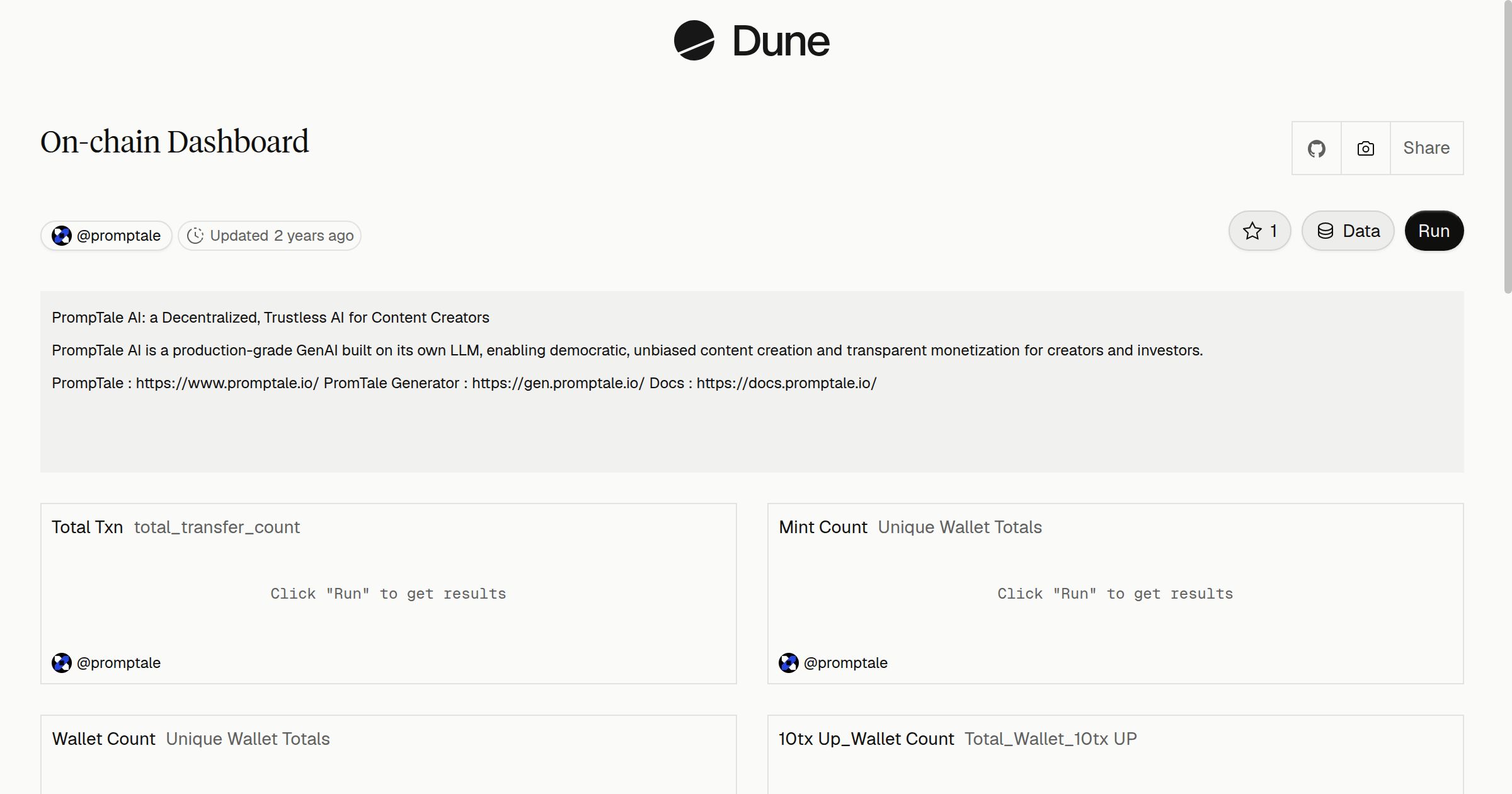 On-chain Dashboard | Dune