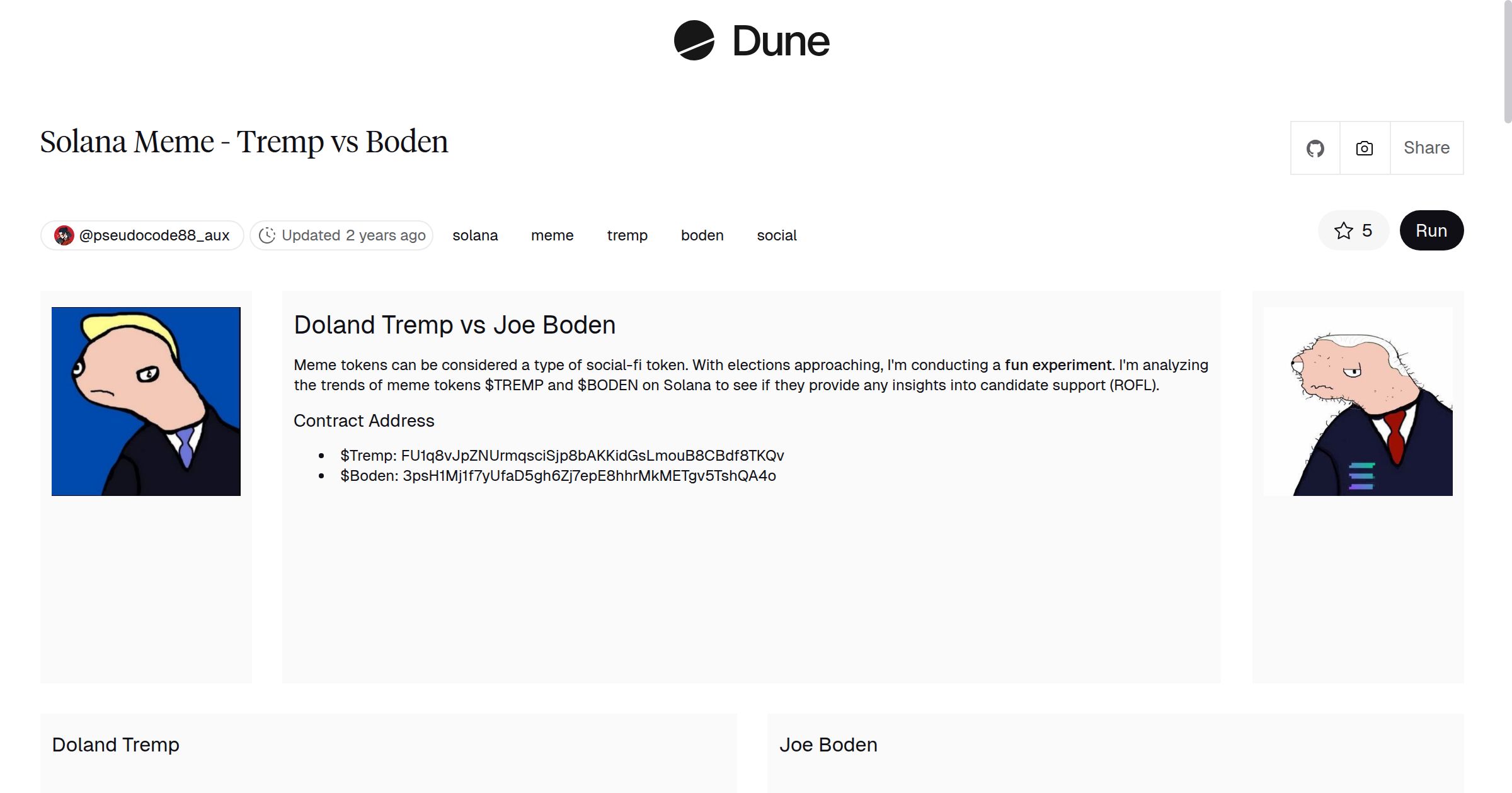 Solana Meme - Tremp vs Boden