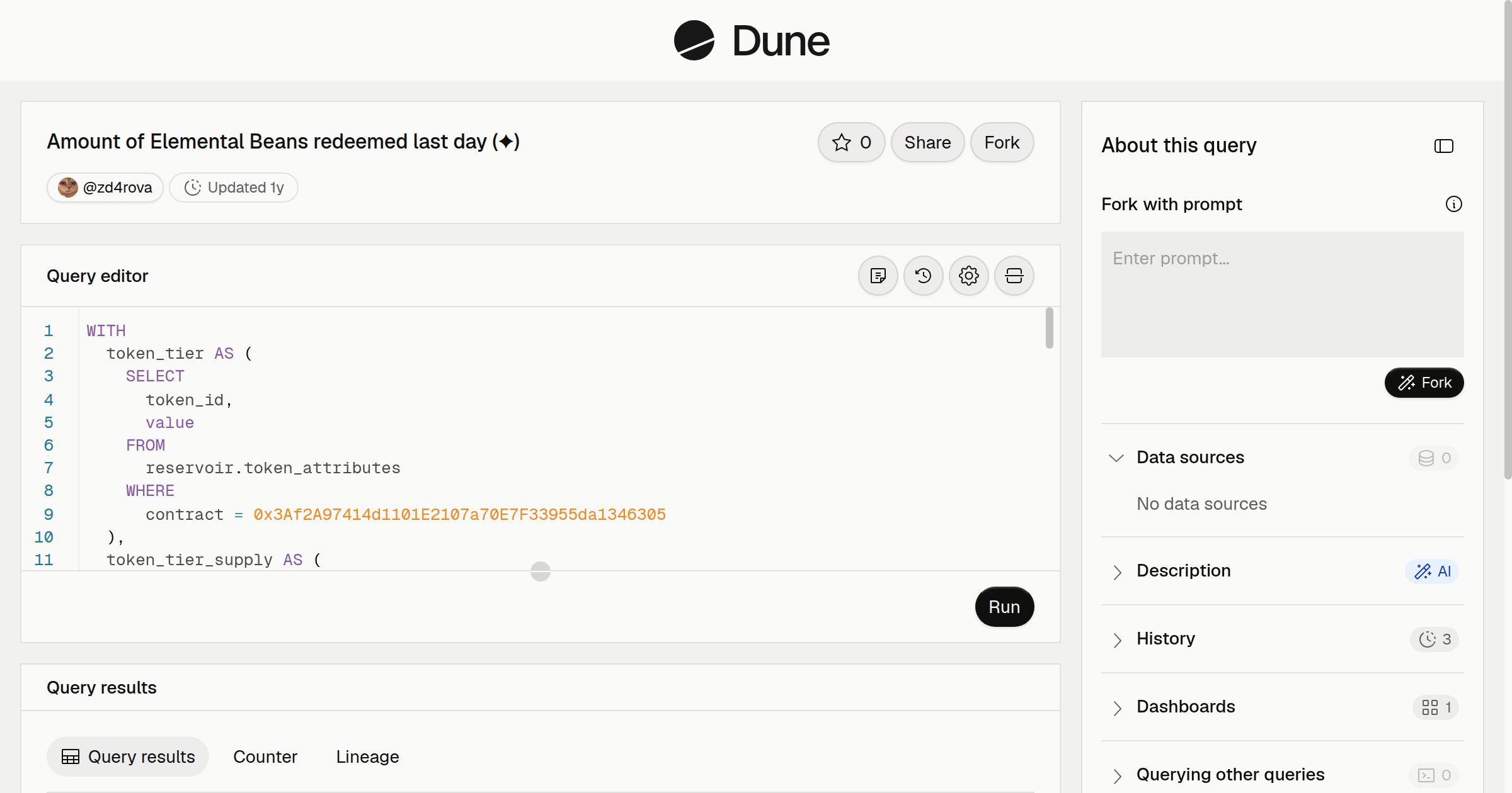 Amount of Elemental Beans redeemed last day ( ) | Dune