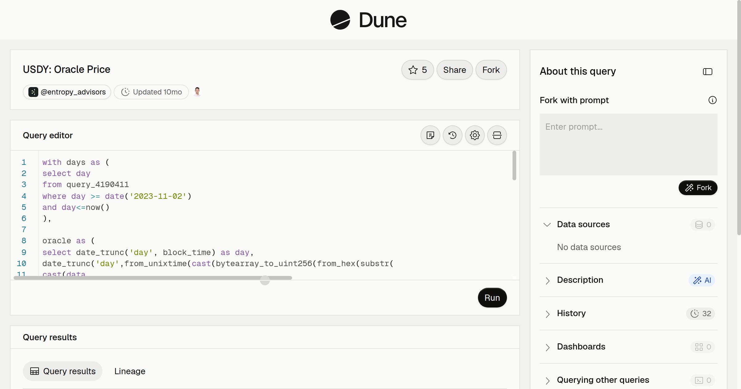 USDY: Oracle Price | Dune