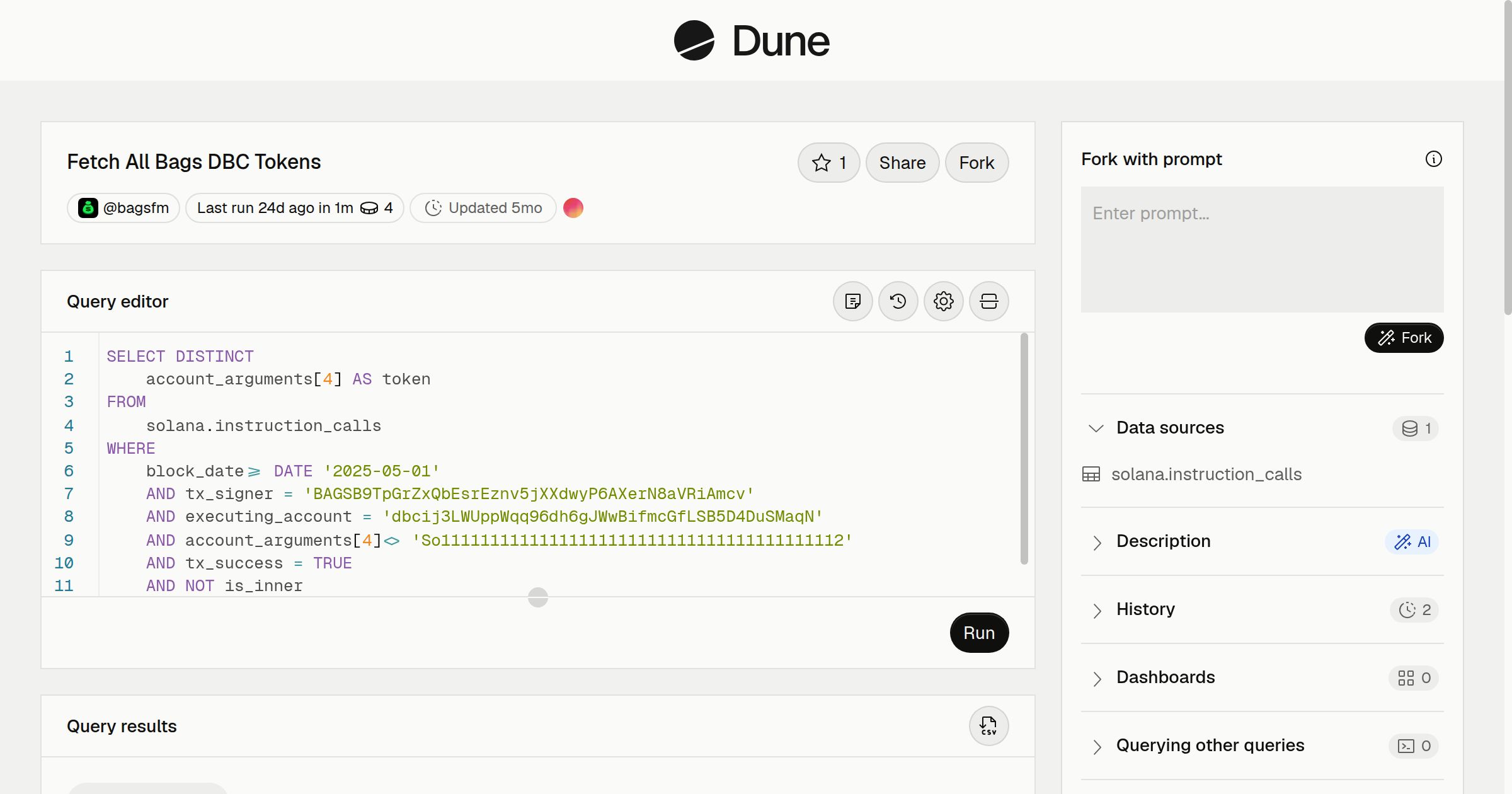 Fetch All Bags DBC Tokens | Dune