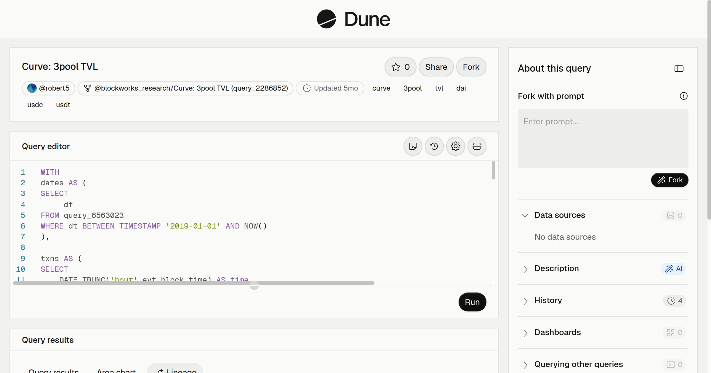 Curve: 3pool TVL | Dune