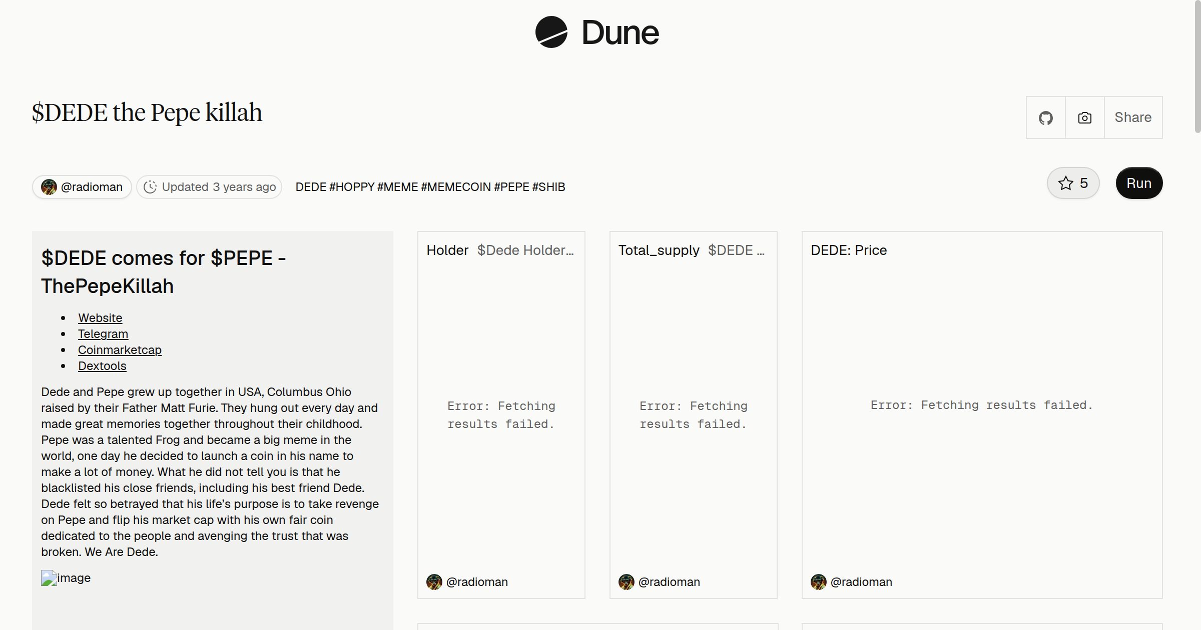 $DEDE the Pepe killah | Dune