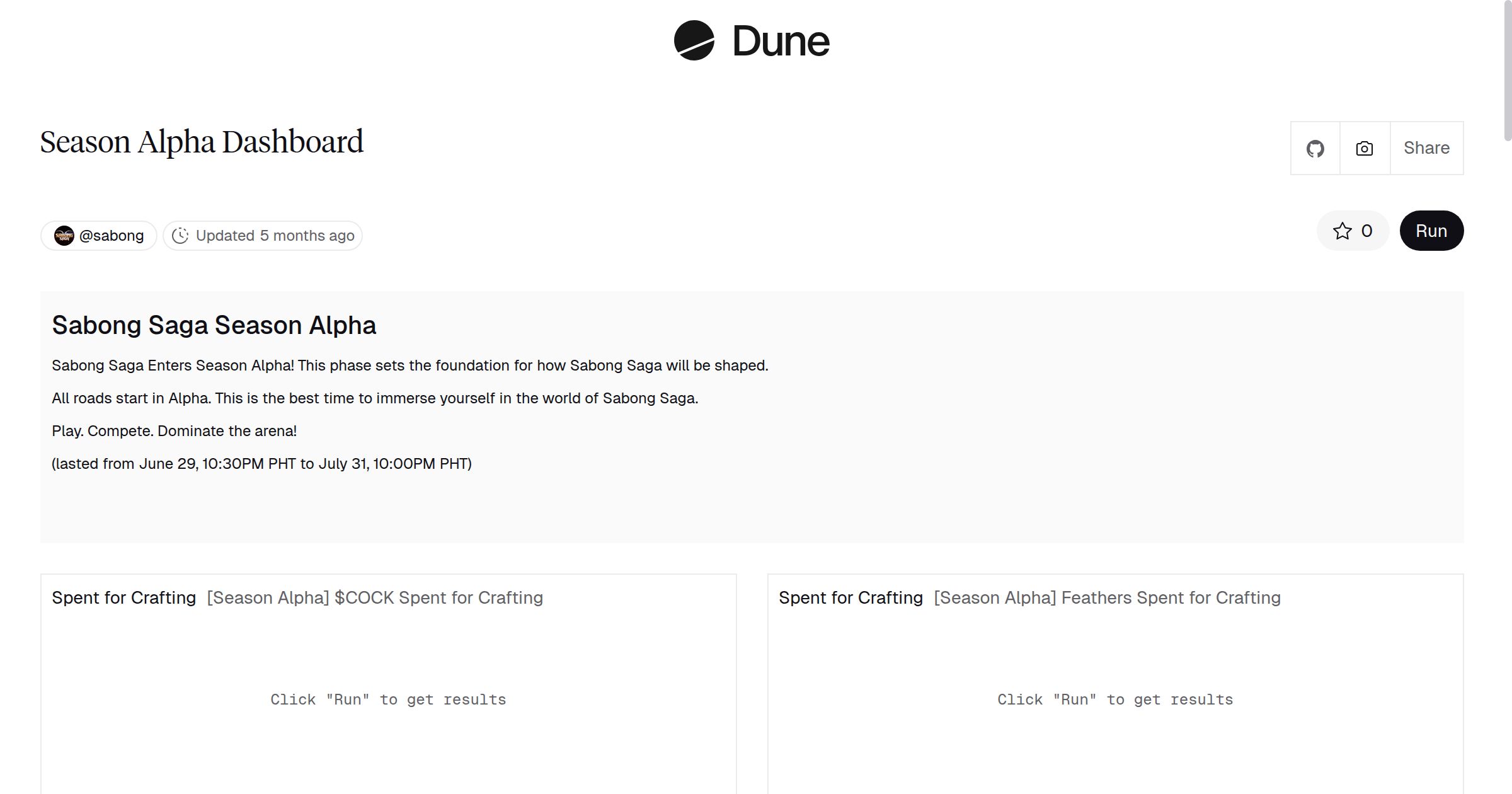 Season Alpha Dashboard