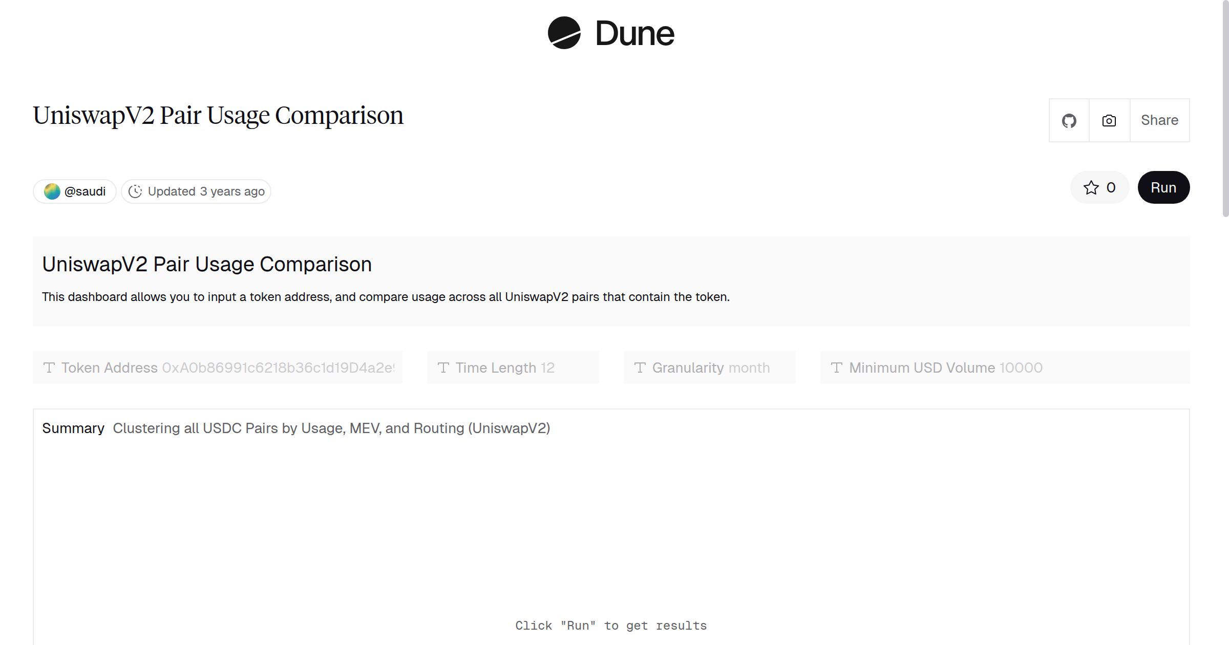 UniswapV2 Pair Usage Comparison