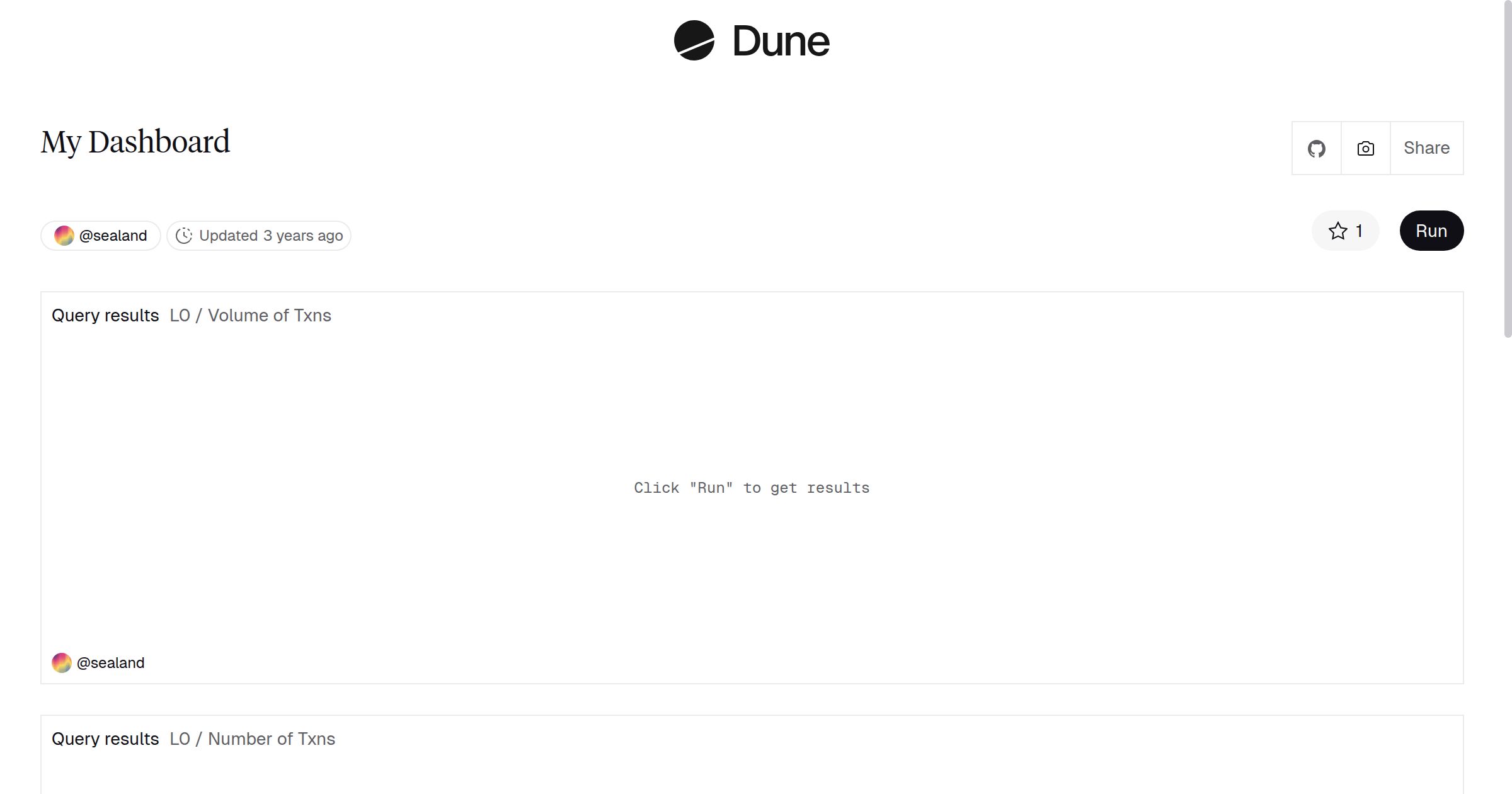 My Dashboard | Dune