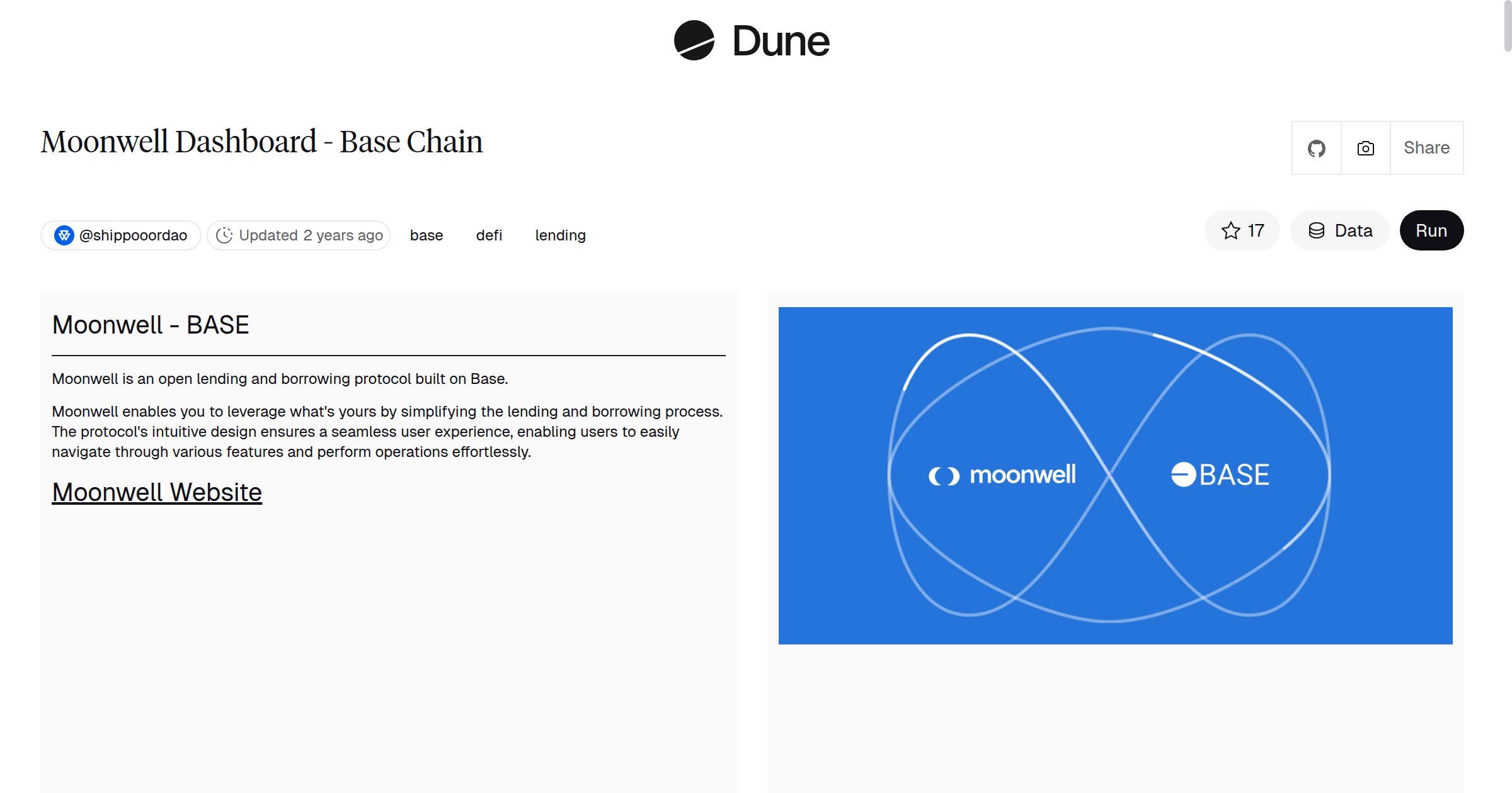 Moonwell Dashboard - Base Chain | Dune