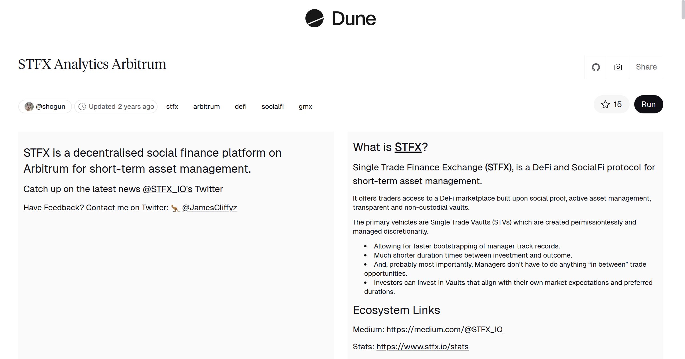 STFX Analytics Arbitrum