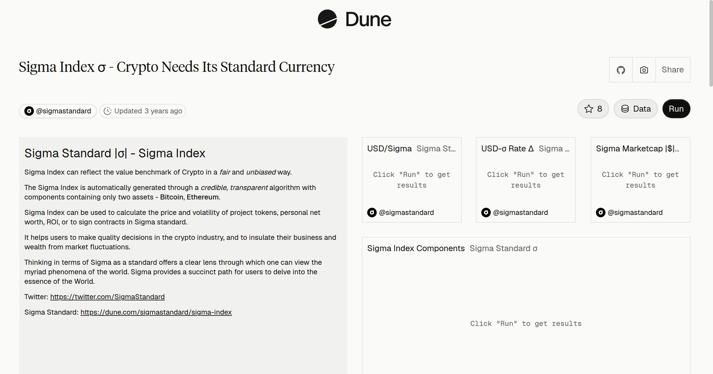 Sigma Index σ - Crypto Needs Its Standard Currency | Dune