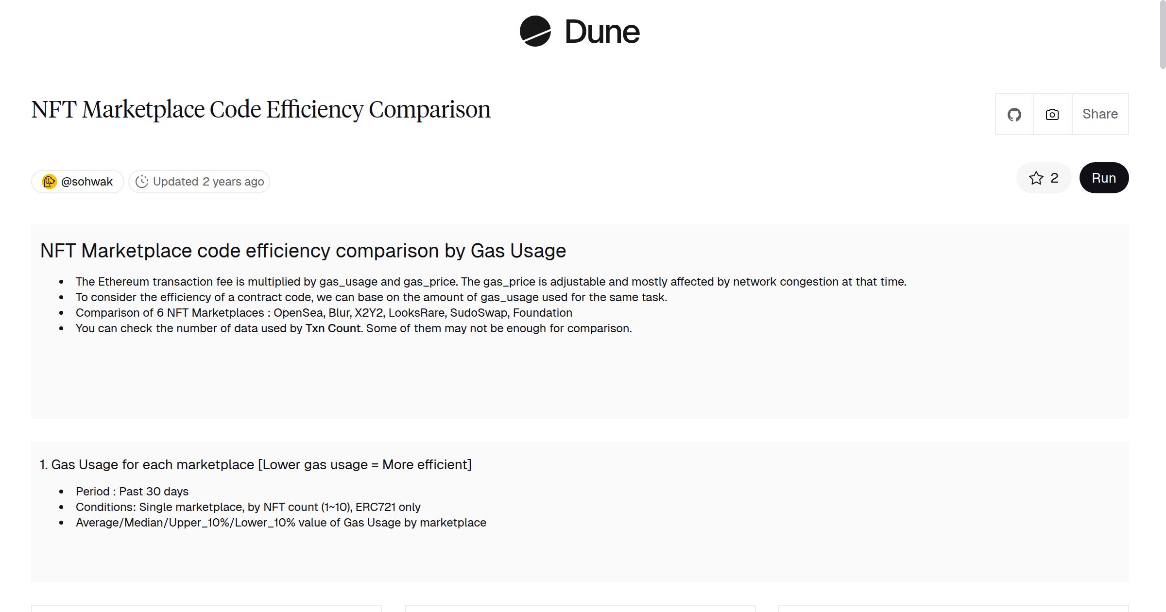 NFT Marketplace Code Efficiency Comparison
