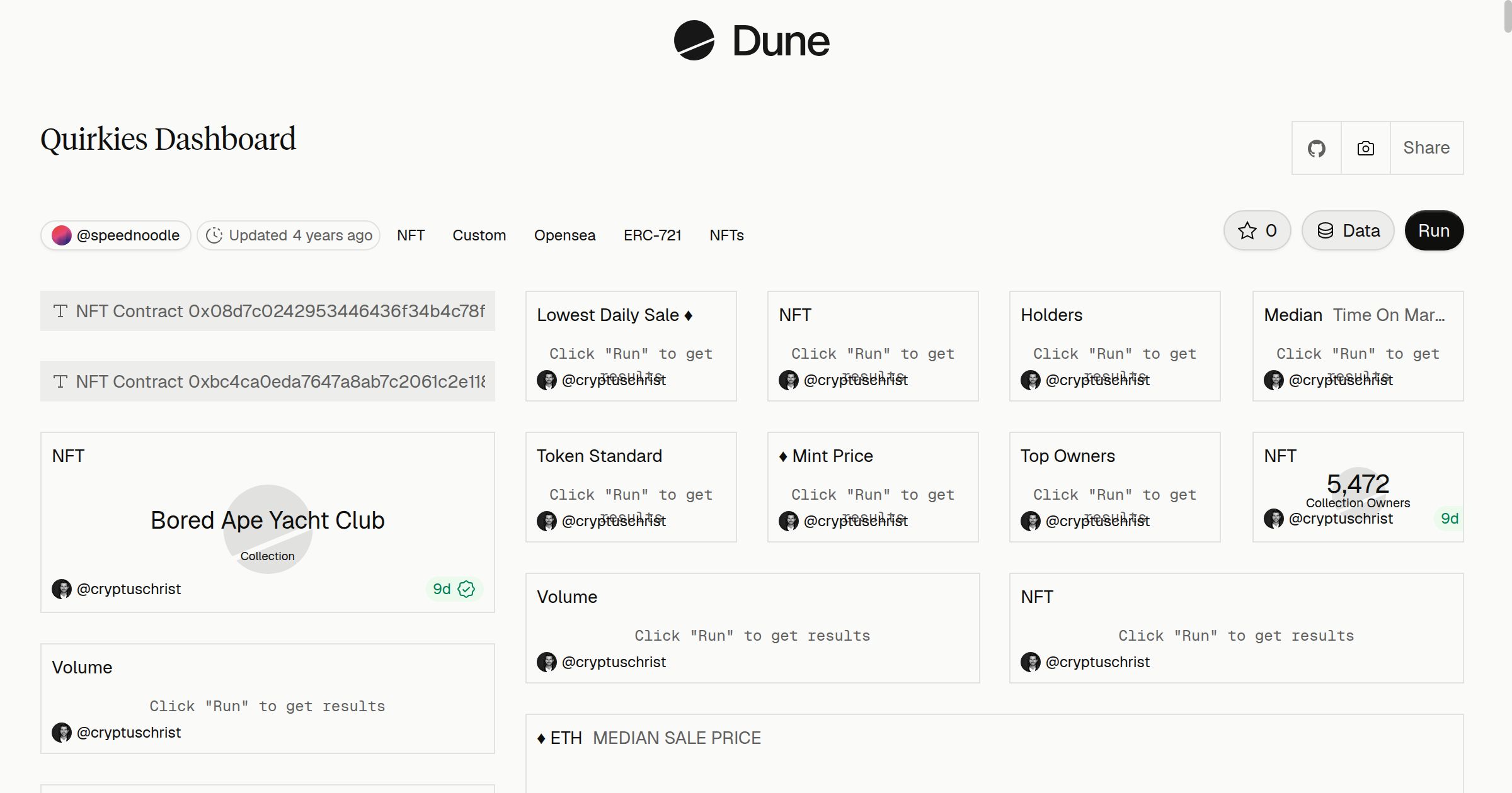 Quirkies Dashboard | Dune