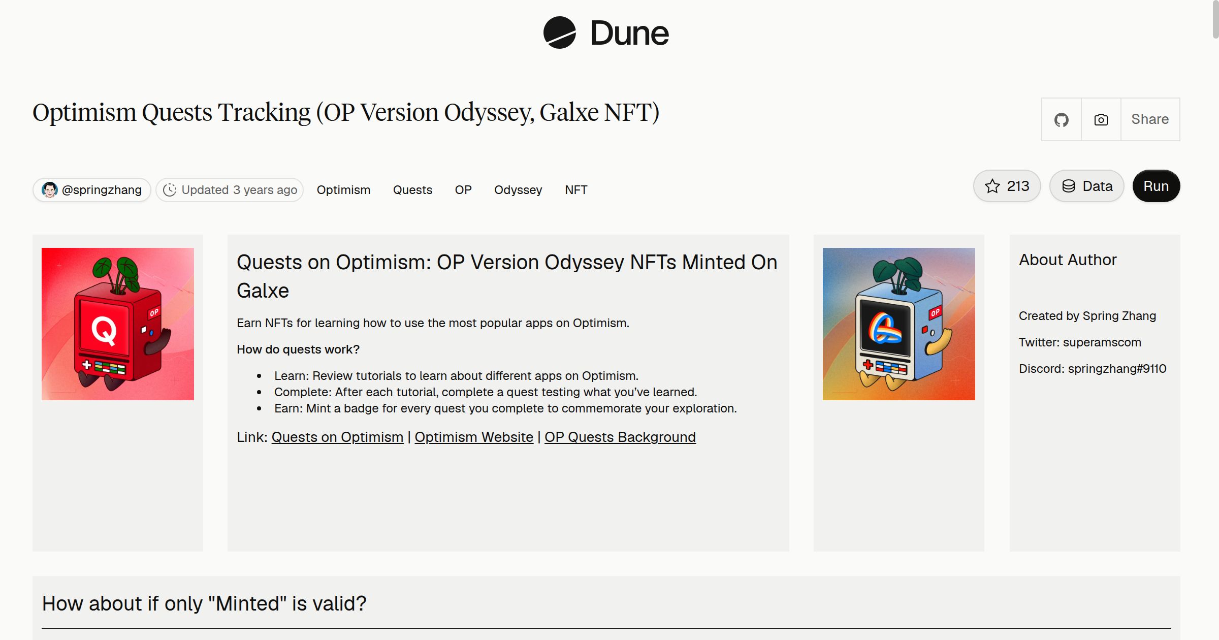 Optimism Quests Tracking (OP Version Odyssey, Galxe NFT) | Dune